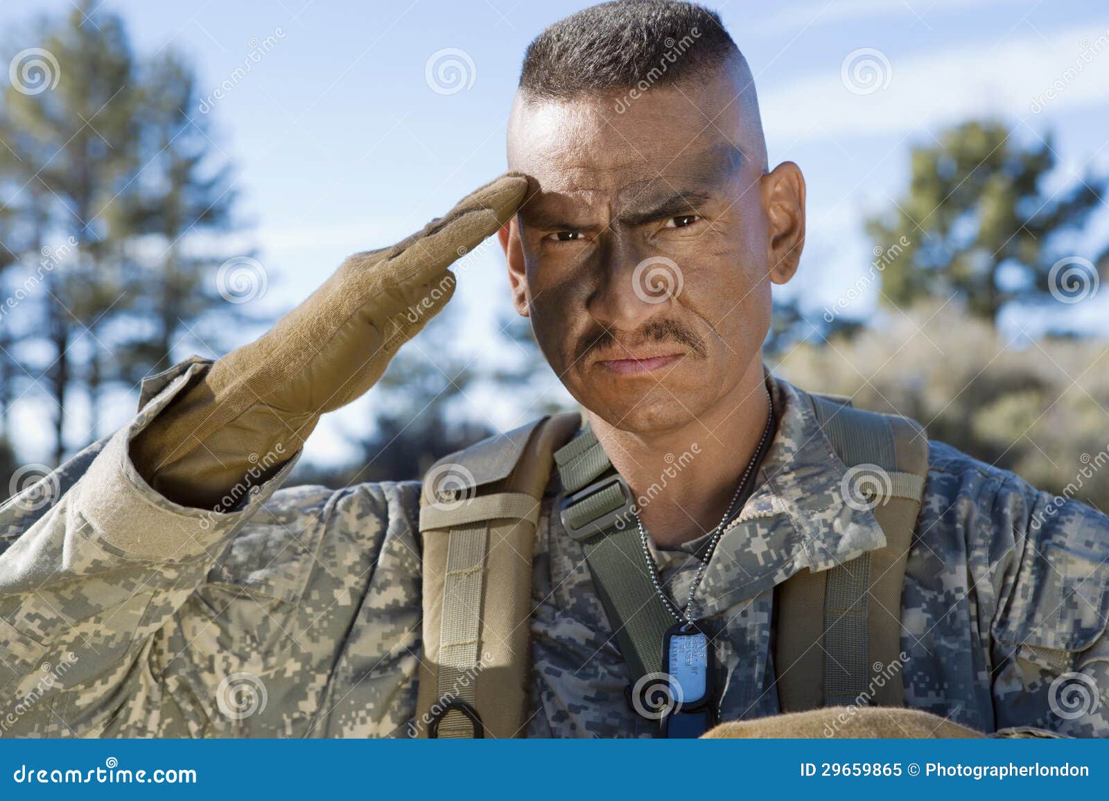 Portrait of Soldier Saluting Stock Image - Image of fighter, fatigues ...