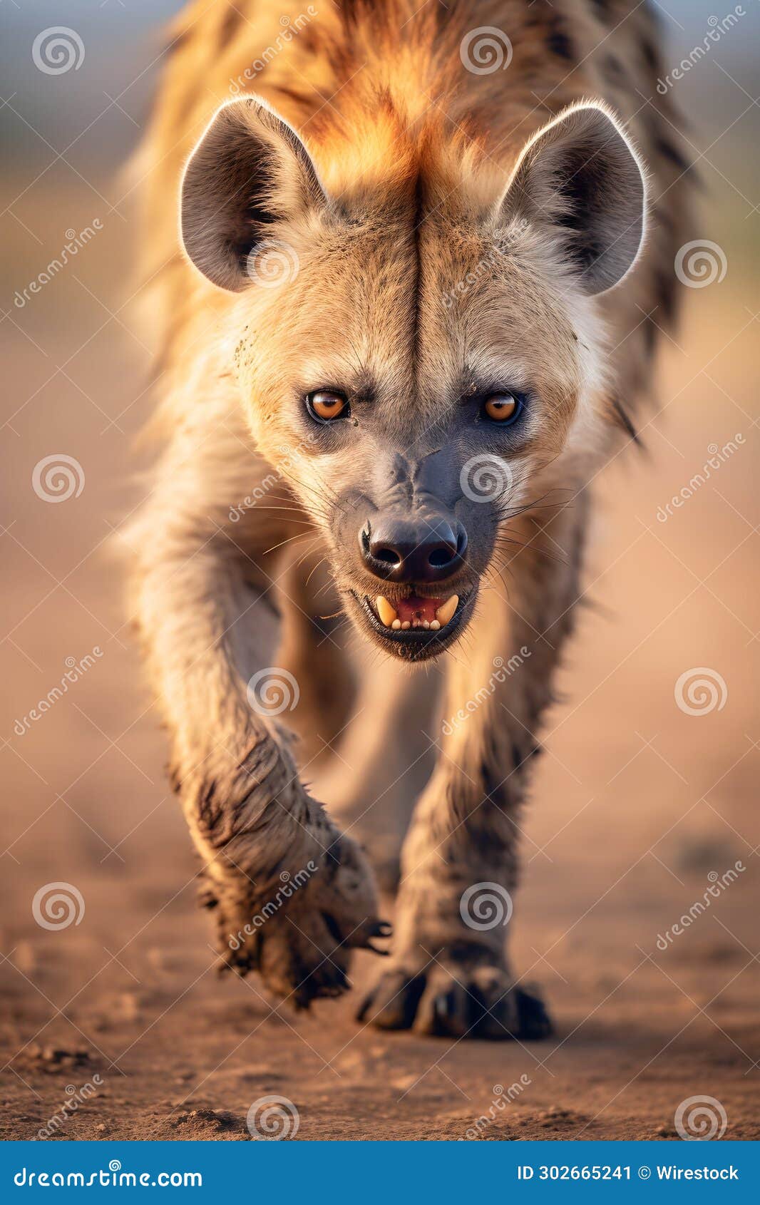 Portrait of a Spotted Hyena with a Menacing Expression. AI-generated ...