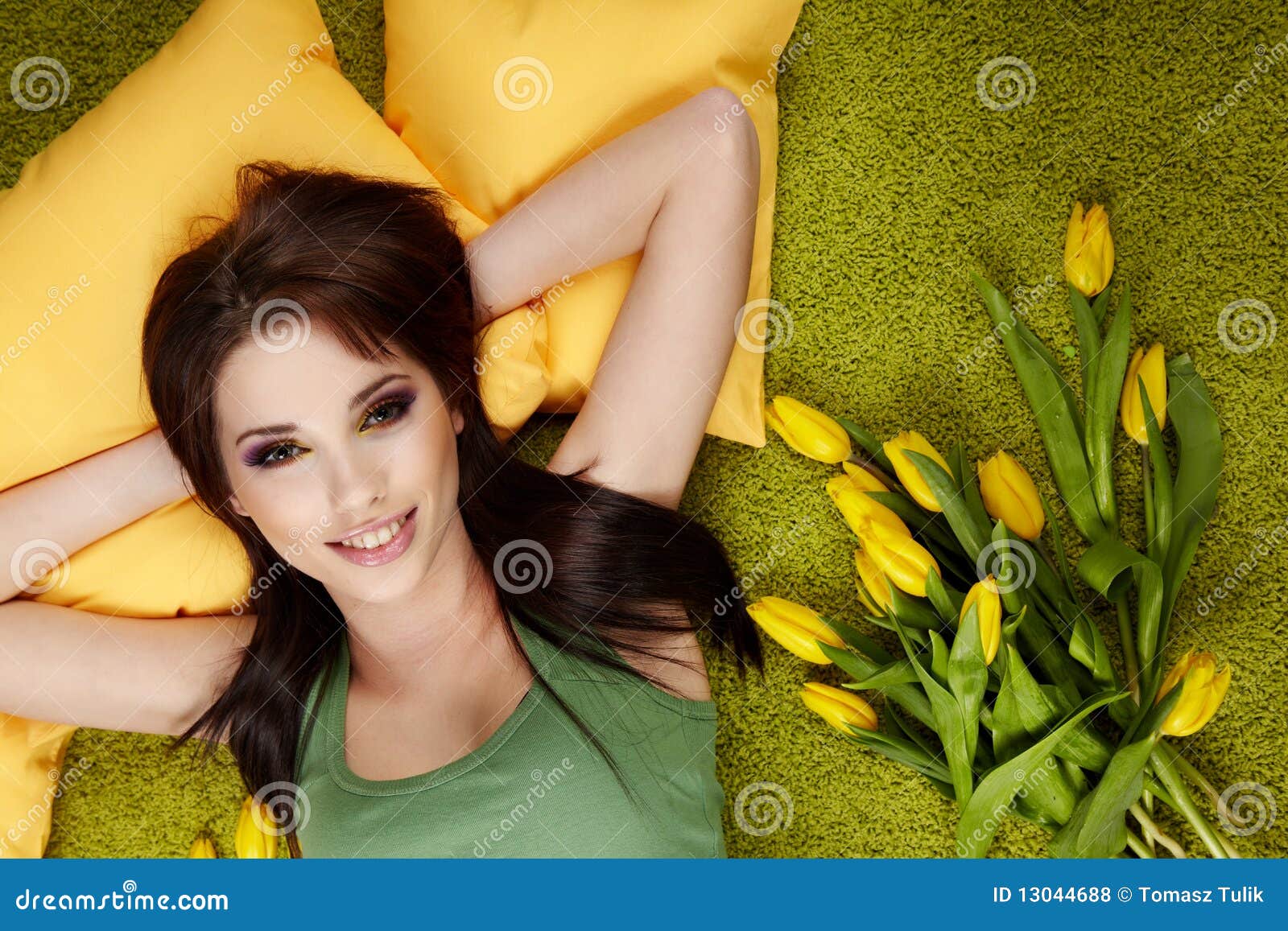 Portrait of a spring girl stock photo. Image of indoor - 13044688