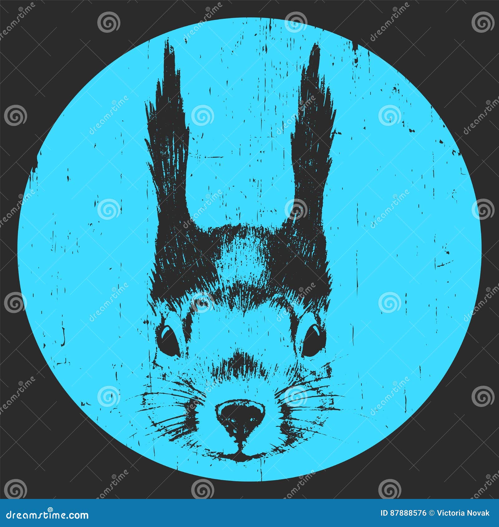 Portrait of Squirrel. stock vector. Illustration of retro - 87888576