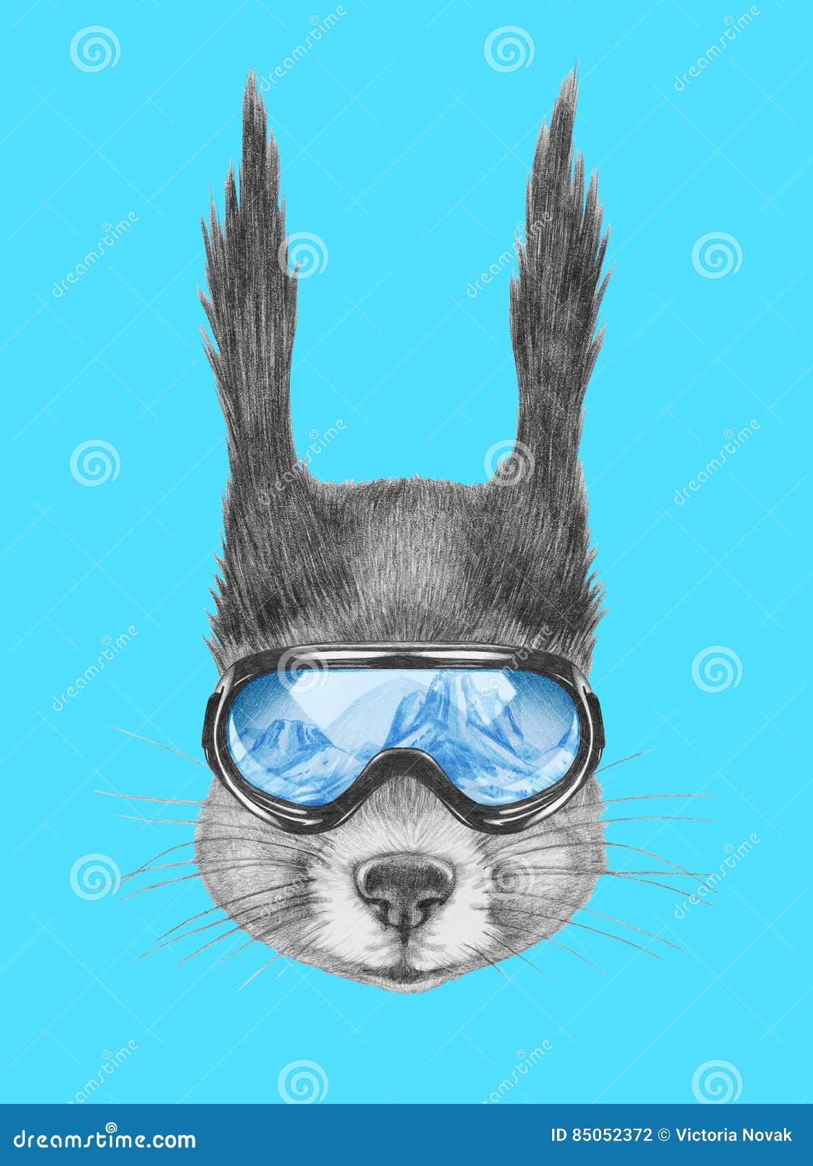 Portrait of Squirrel with Ski Goggles. Stock Illustration ...