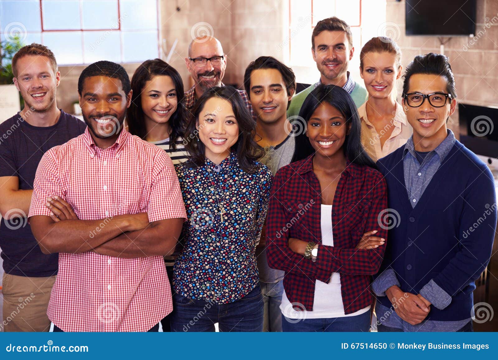 Portrait of Staff Standing in Modern Design Office Stock Photo - Image ...