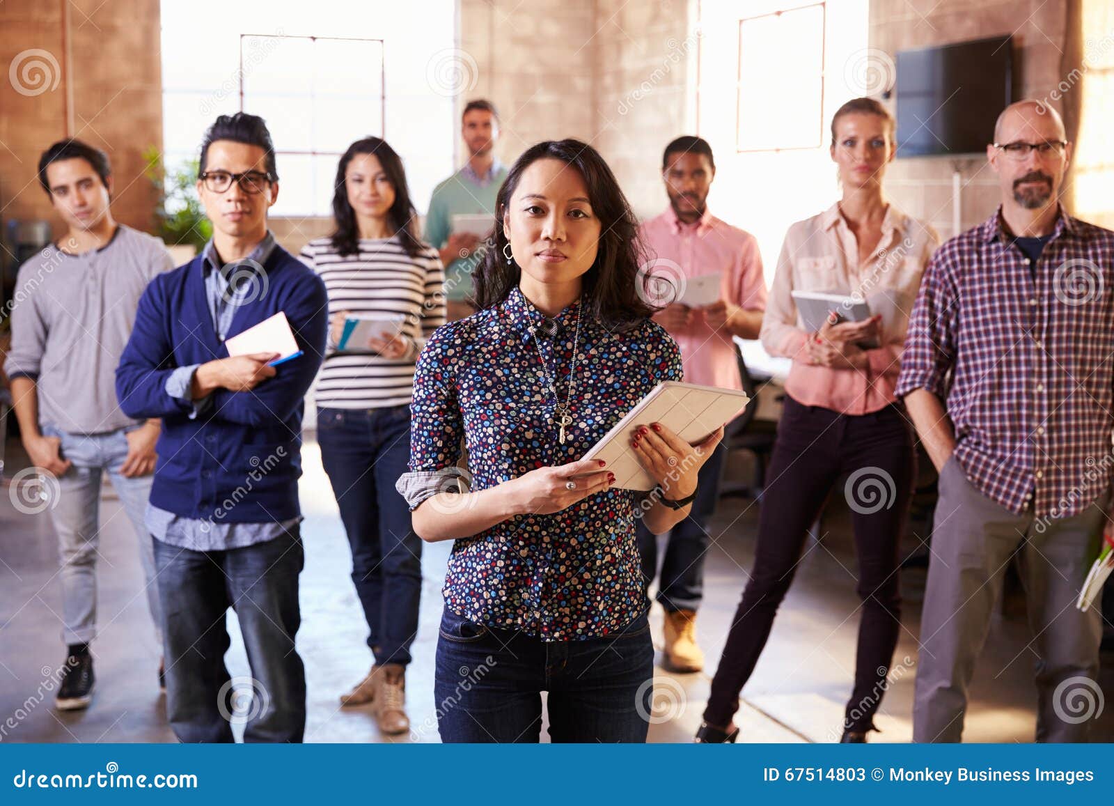 Portrait of Staff Standing in Modern Design Office Stock Image - Image ...