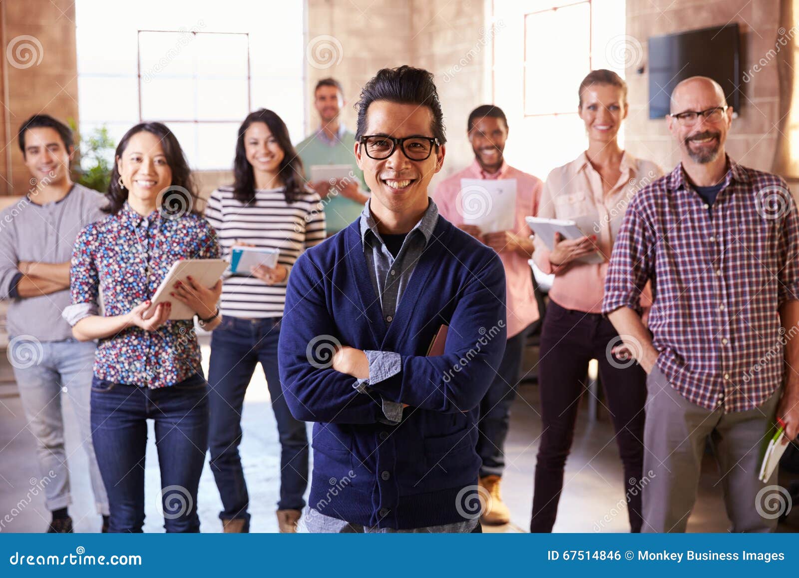 Portrait of Staff Standing in Modern Design Office Stock Photo - Image ...