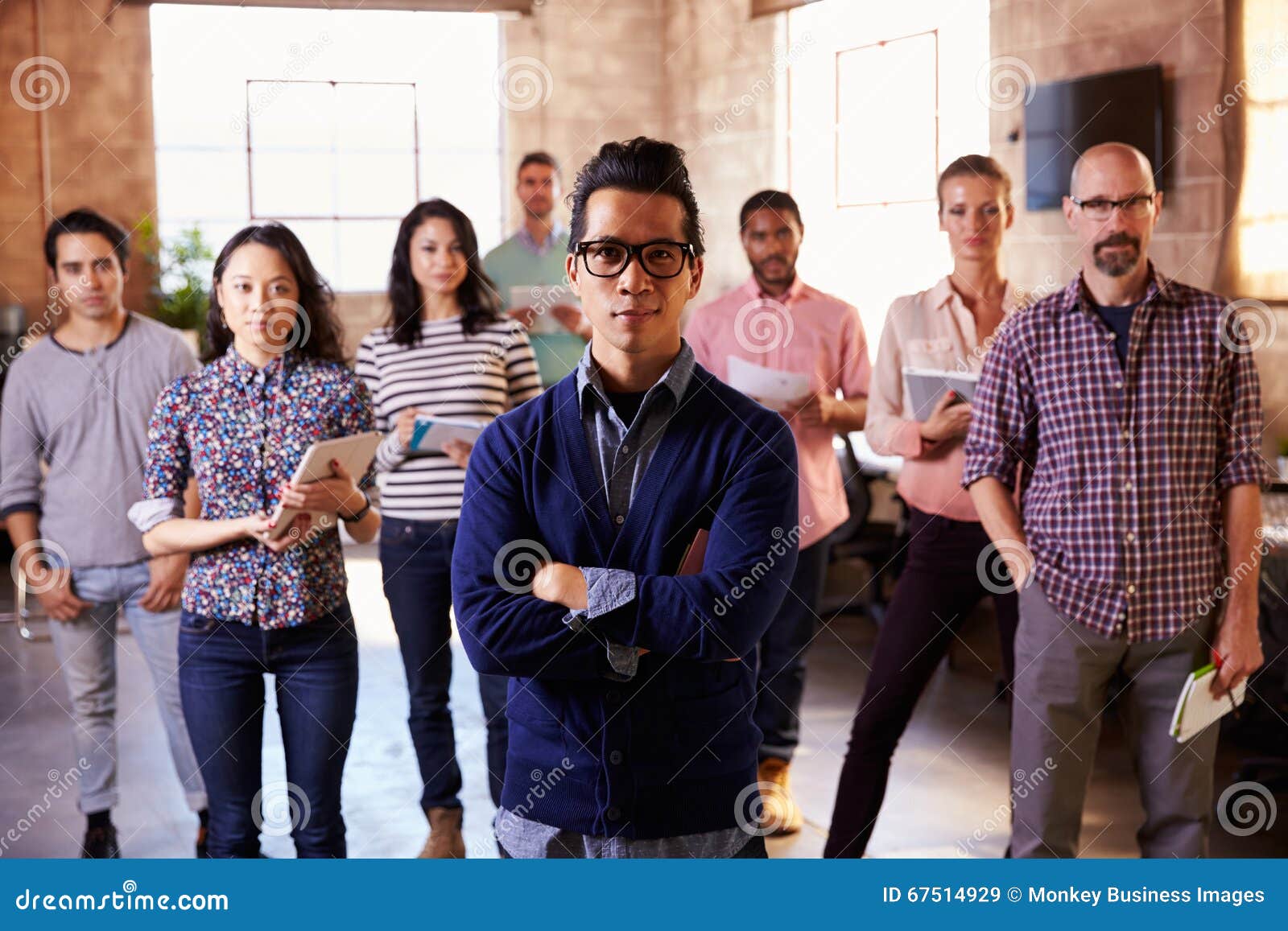 Portrait of Staff Standing in Modern Design Office Stock Image - Image ...