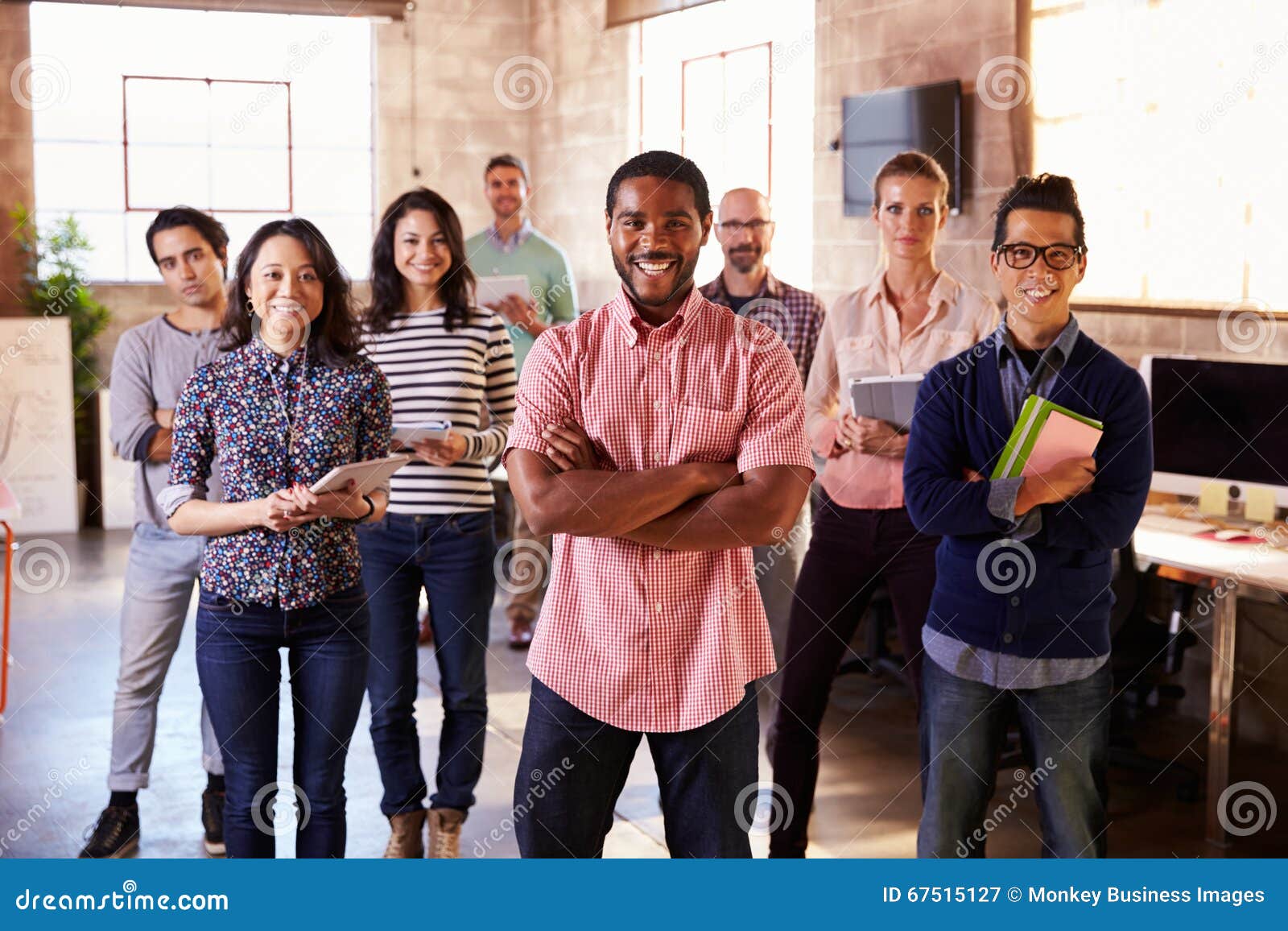 Portrait of Staff Standing in Modern Design Office Stock Image - Image ...