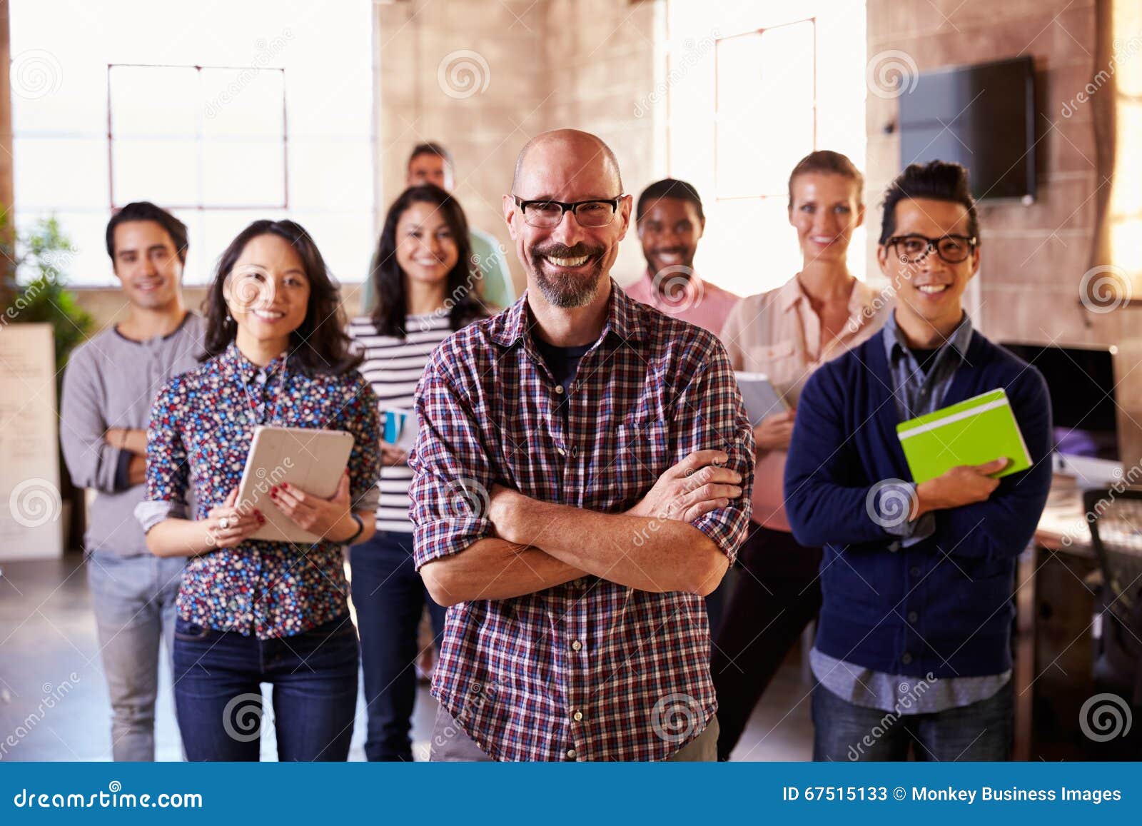 Portrait of Staff Standing in Modern Design Office Stock Image - Image ...
