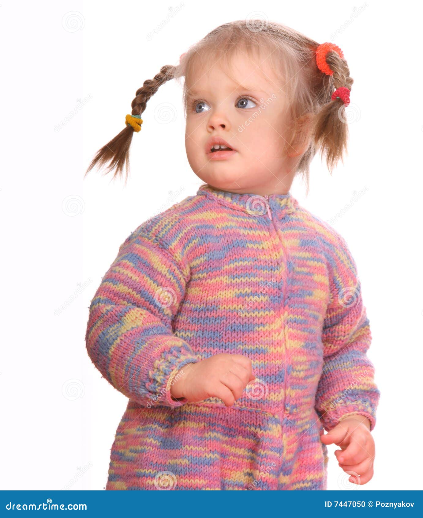 Portrait of Standing Child in Warm Sweater. Stock Photo - Image of ...