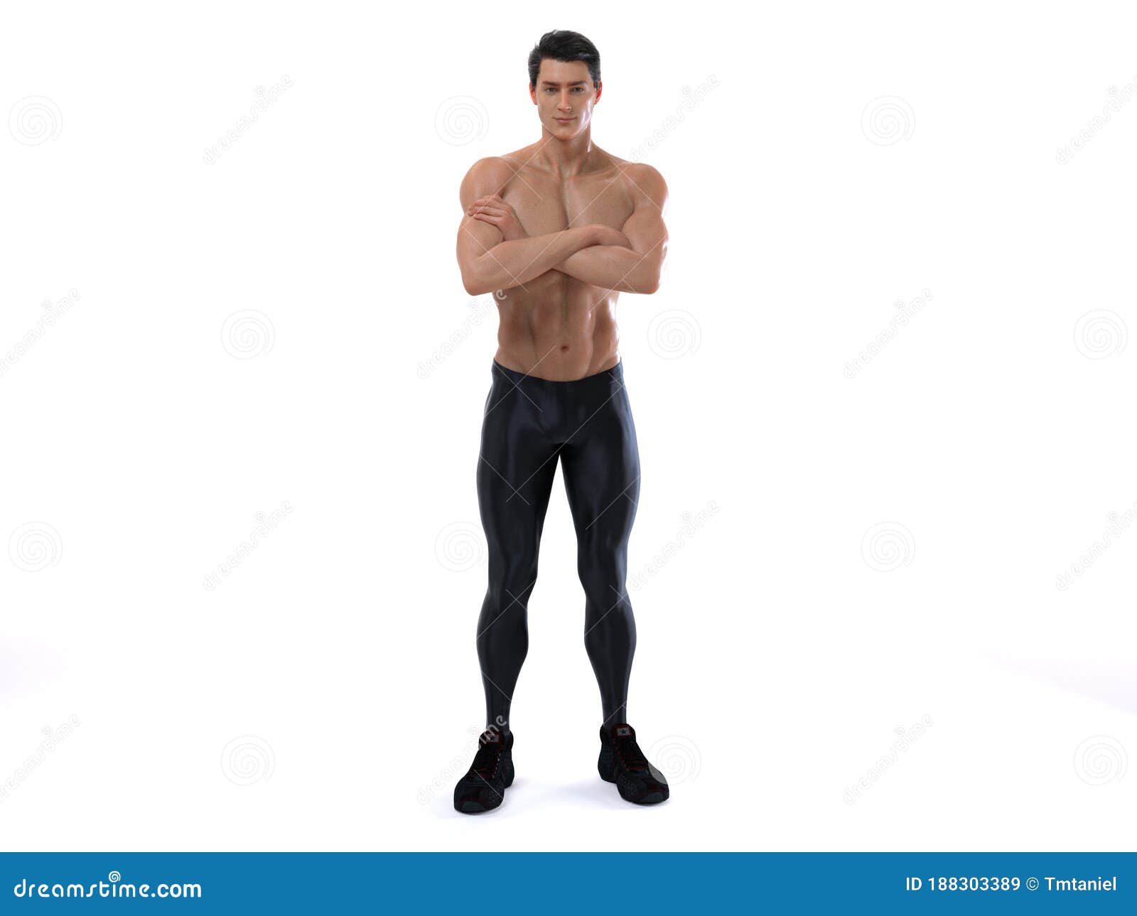 3D Rendering : Portrait of Standing Male Mesomorph Muscular Body Type ...