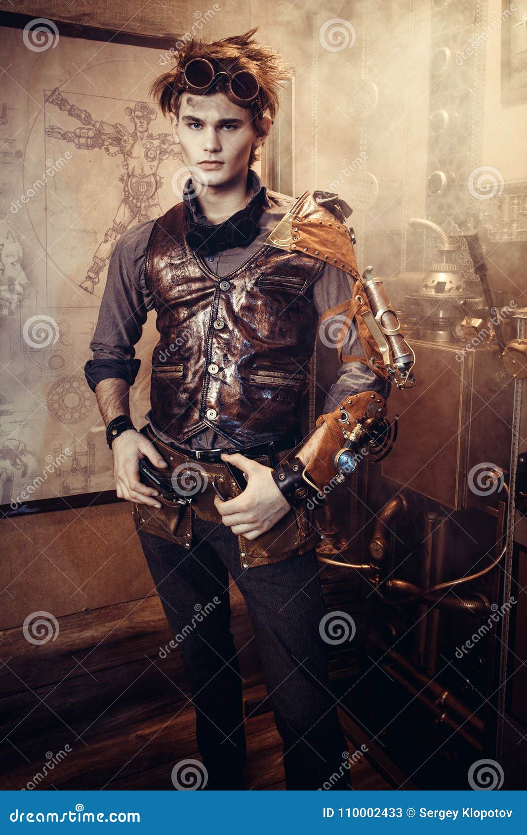 Portrait of a Steampunk Man. Stock Image - Image of male, binocular ...