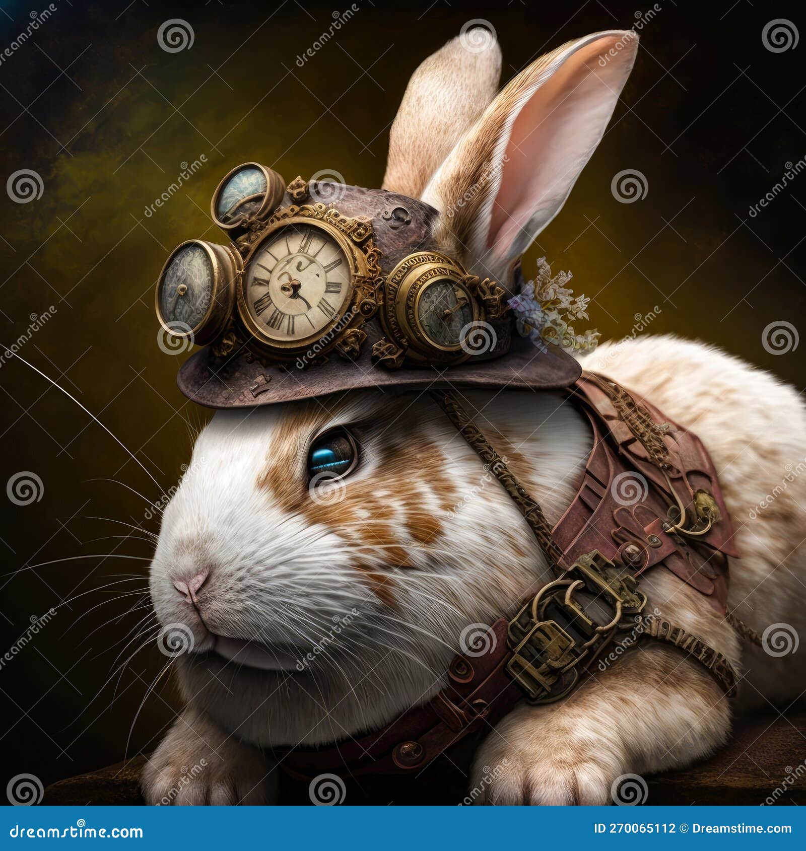 A Portrait of a Steampunk Style White Rabbit. Created with Generative ...