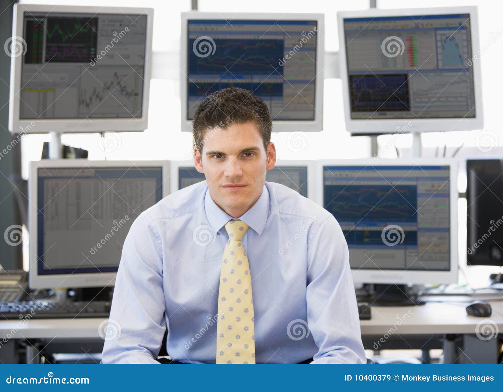 Portrait of Stock Trader in Front of Computer Stock Image - Image of ...