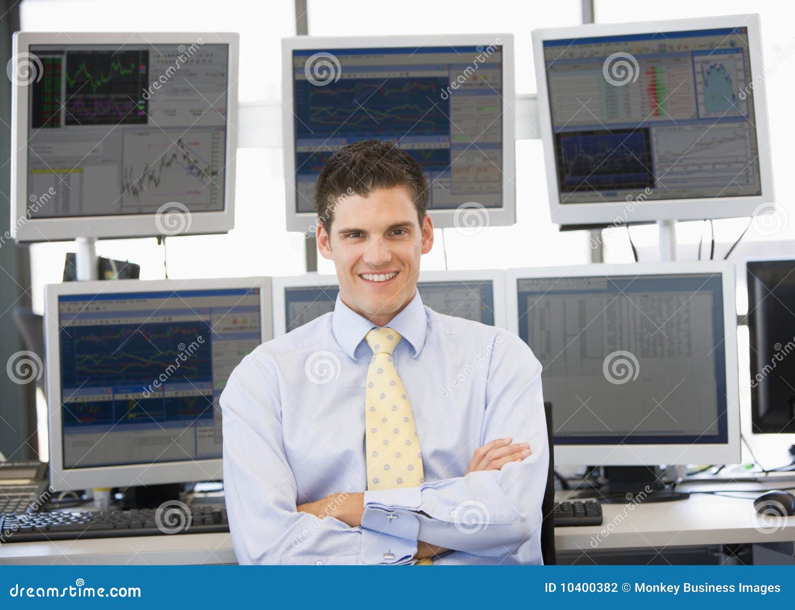 Portrait of Stock Trader in Front of Computer Stock Photo - Image of ...