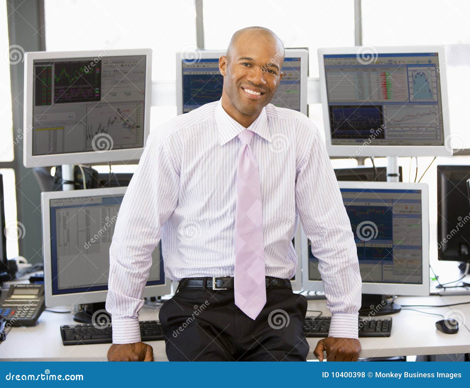 Portrait of Stock Trader in Front of Computer Stock Photo - Image of ...