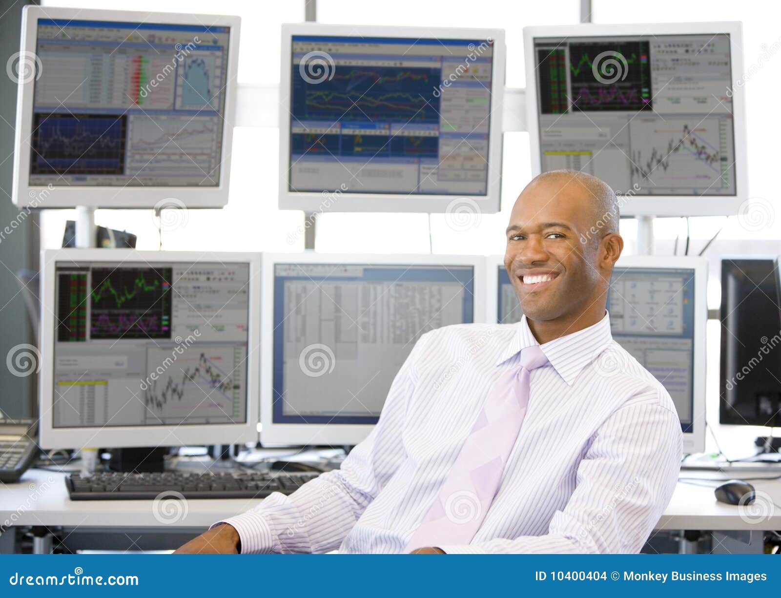 Portrait of Stock Trader in Front of Computer Stock Photo - Image of ...