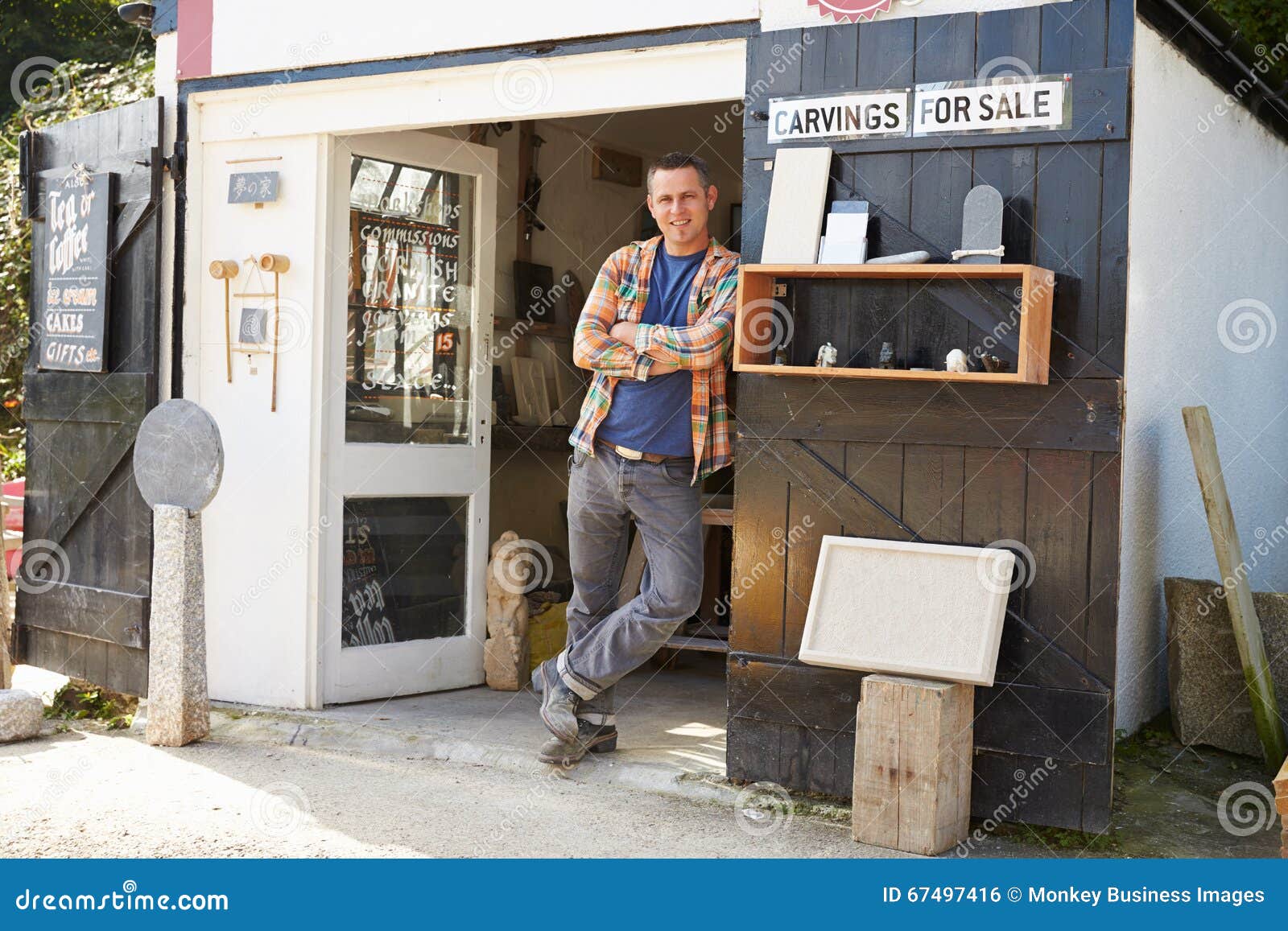 Portrait of Stone Mason Standing Outside Workshop Stock Photo - Image ...