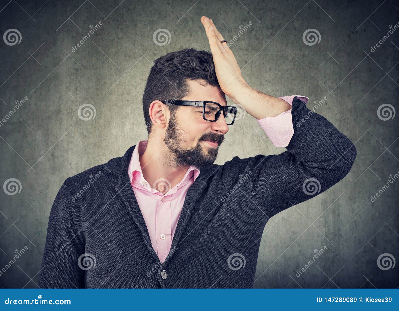 Portrait of a Stressed Anxious Young Man, Slapping Hand on Head ...