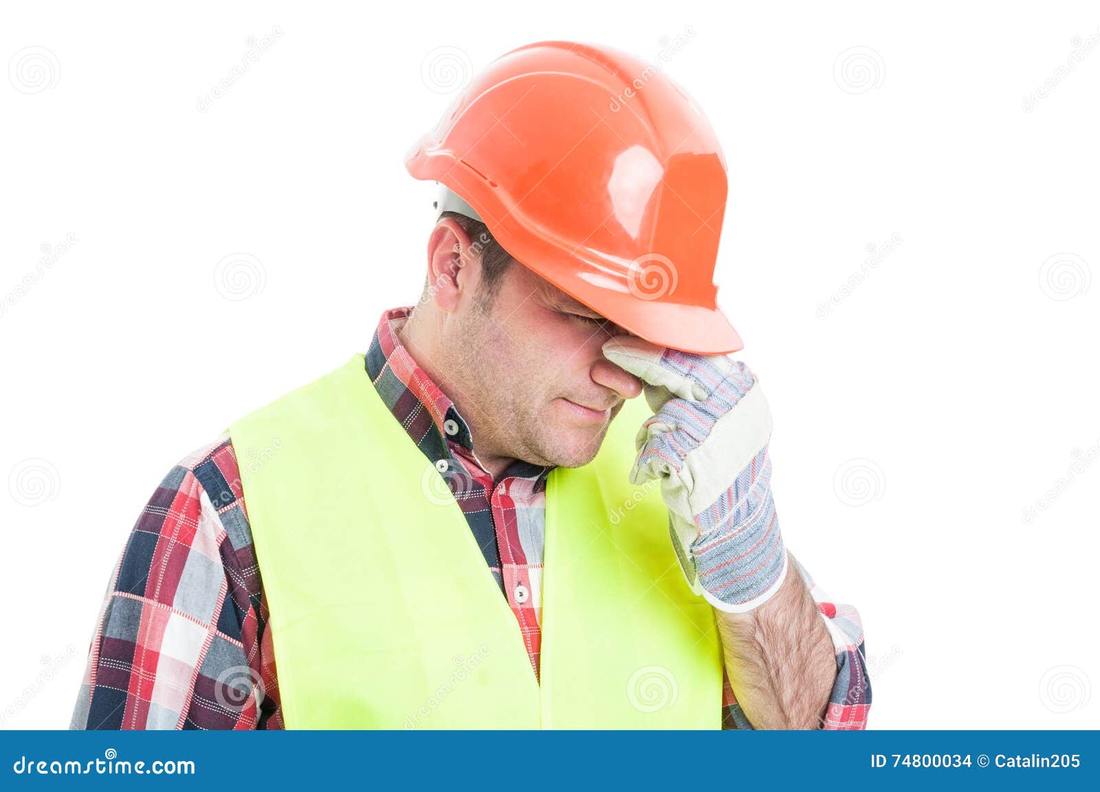 Portrait of Stressed Male Builder Looking Upset Stock Photo - Image of ...