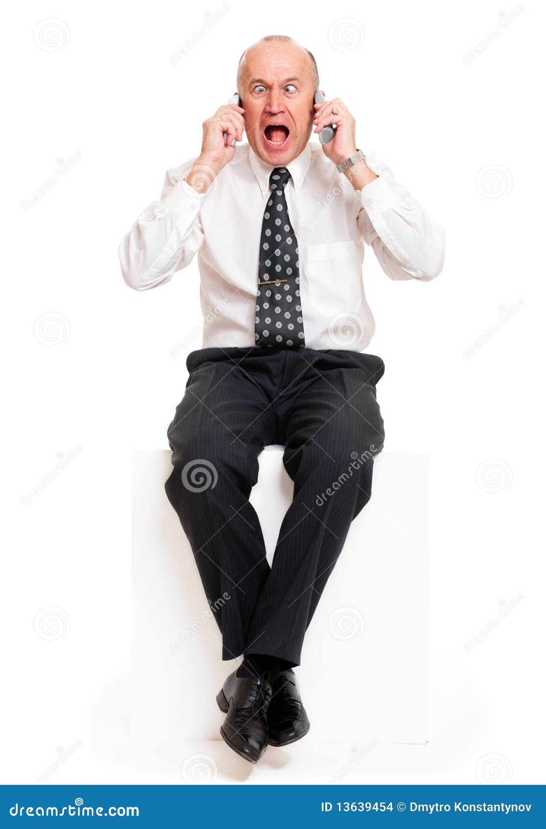 Portrait of Stressed Telephonist Stock Photo - Image of copyspace ...