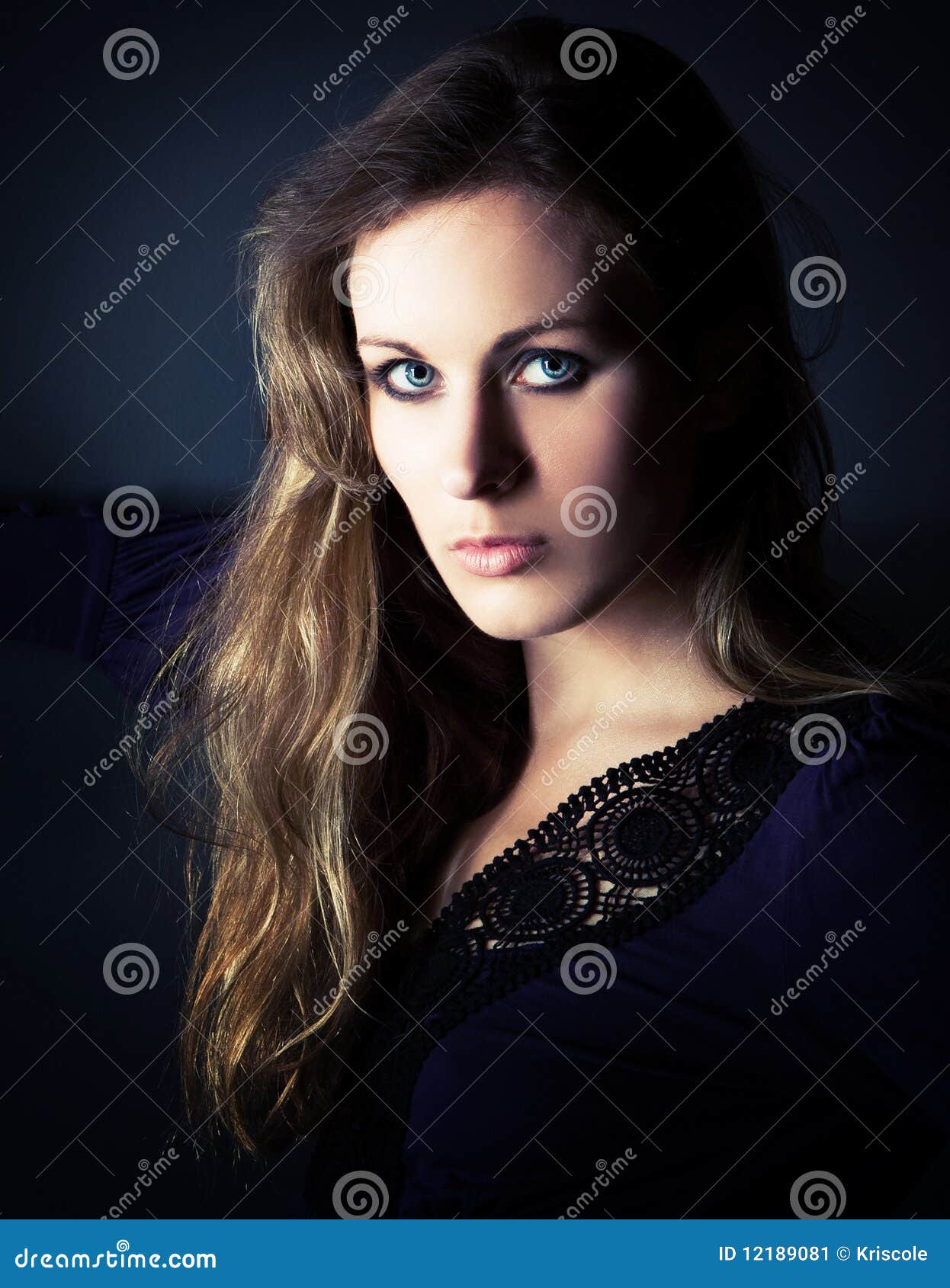 Portrait of the Strict Beautiful Girl Stock Image - Image of girl, wall ...