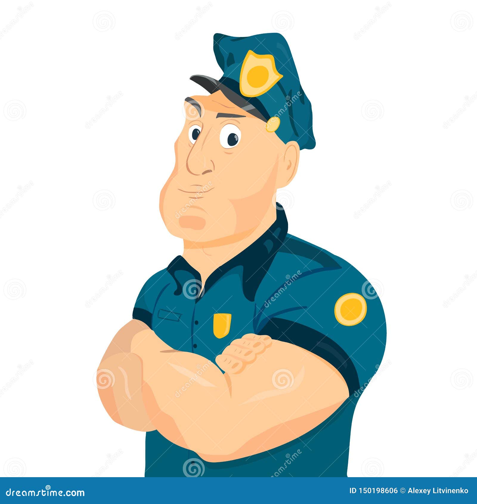 Portrait of a Strong Policeman. Cartoon Style Stock Vector ...