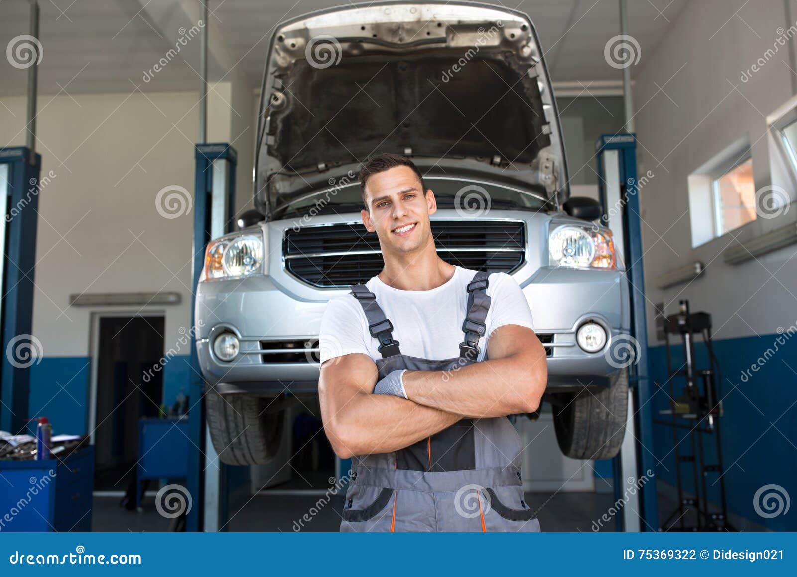 Portrait of Strong Smiling Mechanic Stock Photo - Image of happy ...