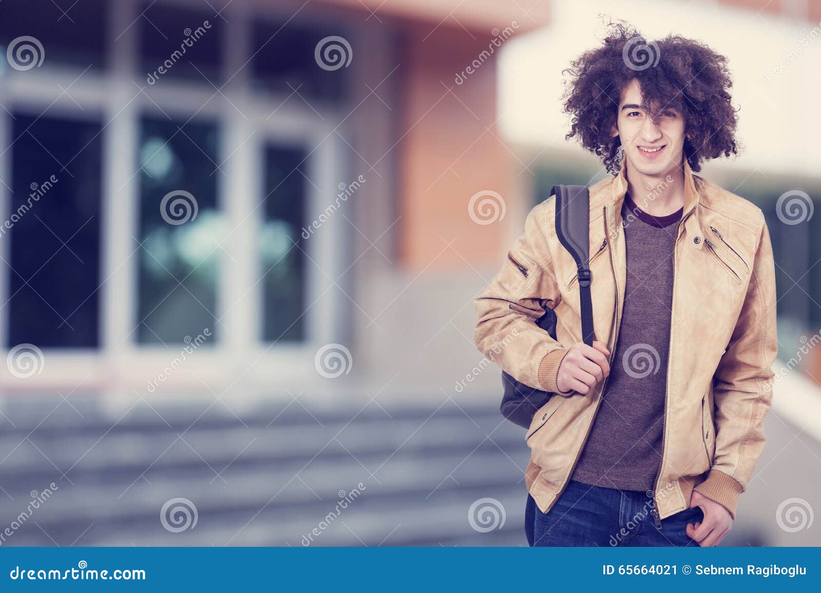 Portrait of Student with Backpack Stock Image - Image of classroom ...