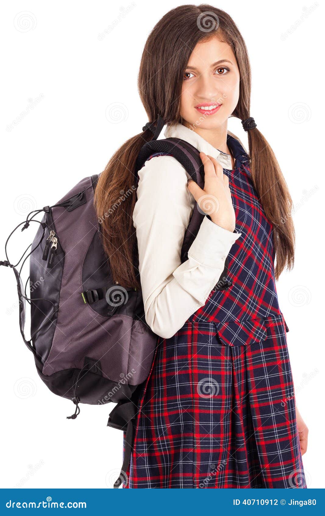 Portrait of Student with Backpack Isolated on White Background Stock ...