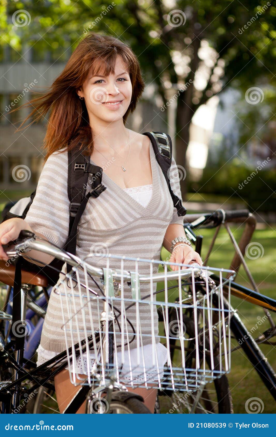 Portrait of Student with Bike Stock Image - Image of people, lifestyle ...