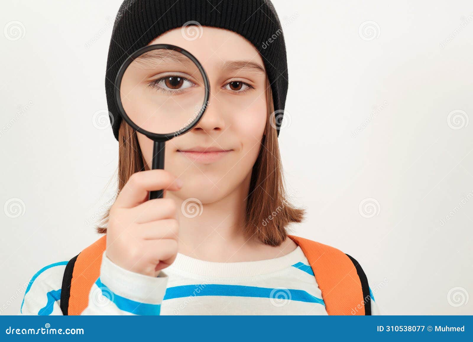 Portrait of Student Boy with Magnifier. School, Learning and ...