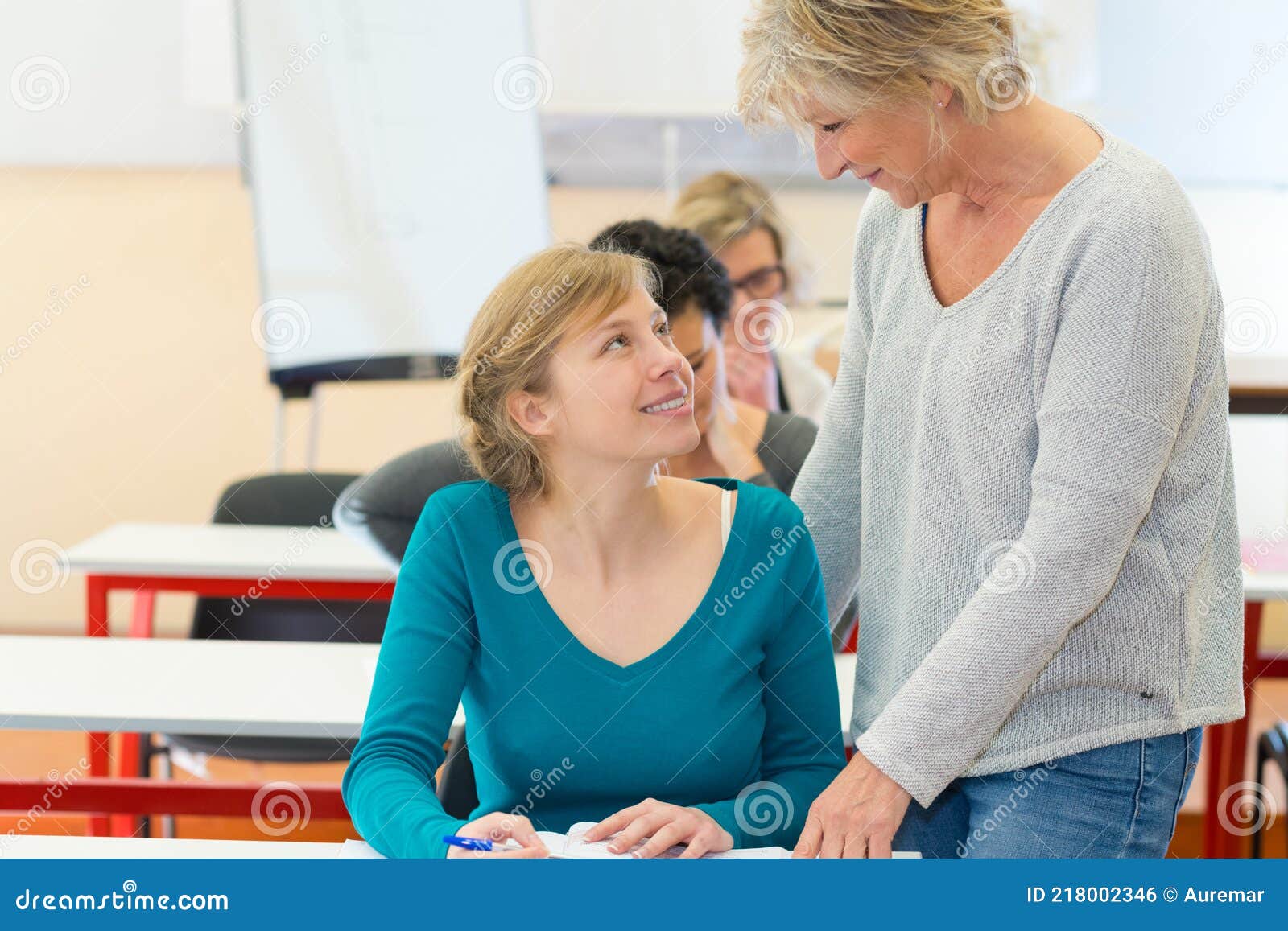 Portrait Student in Classroom Stock Photo - Image of laptop, students ...