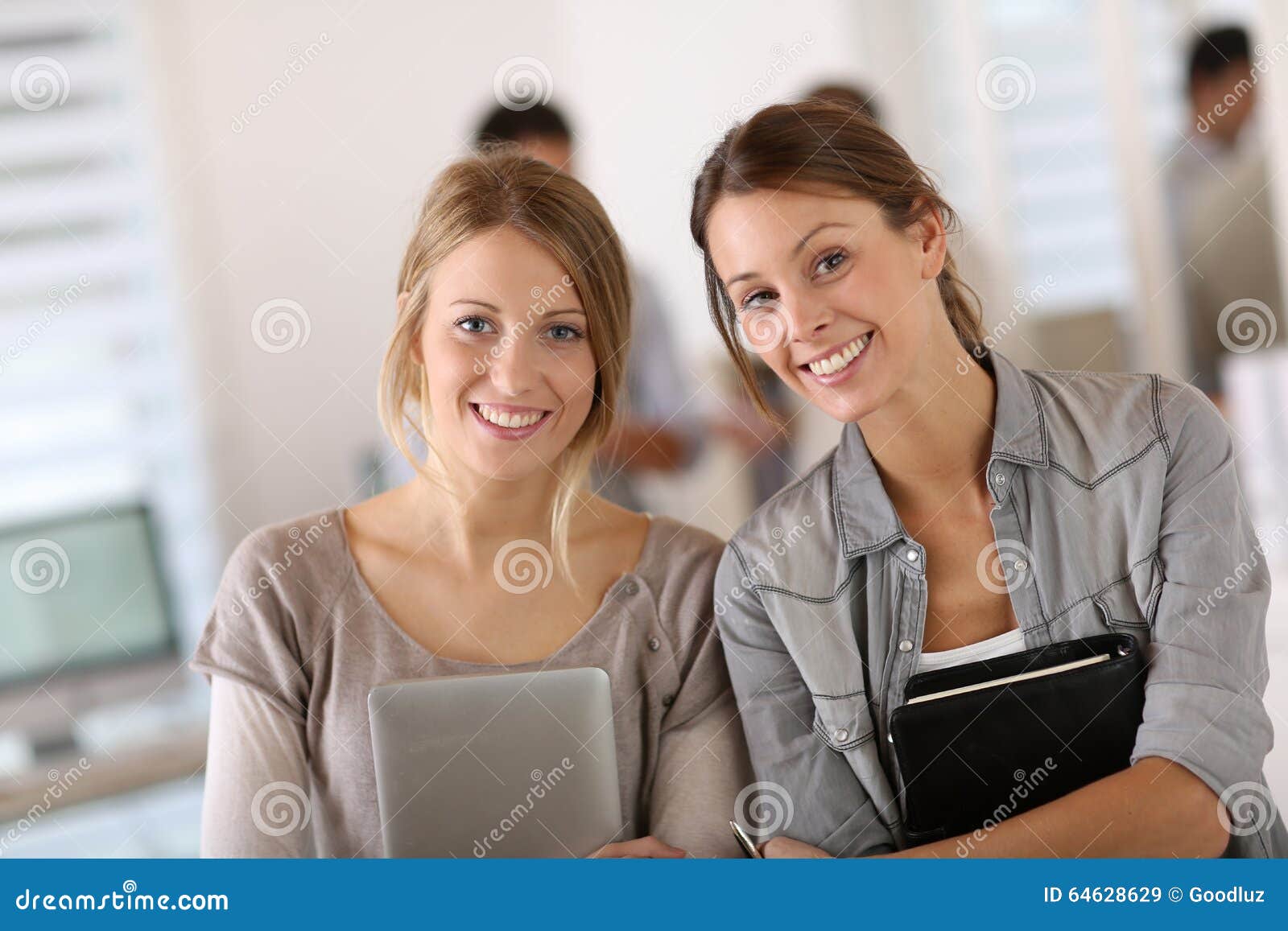 Portrait of Student Girls in Internship Stock Image - Image of indoors ...