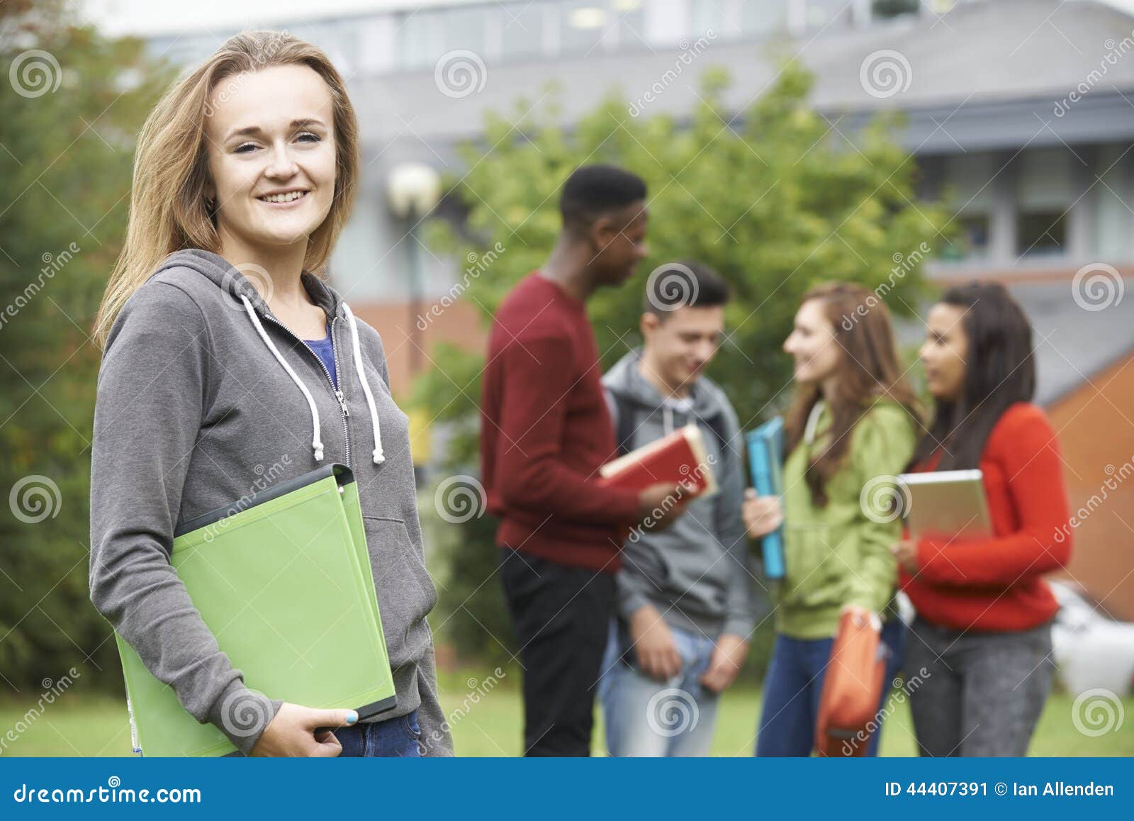Portrait of Student Group Outside College Building Stock Image - Image ...