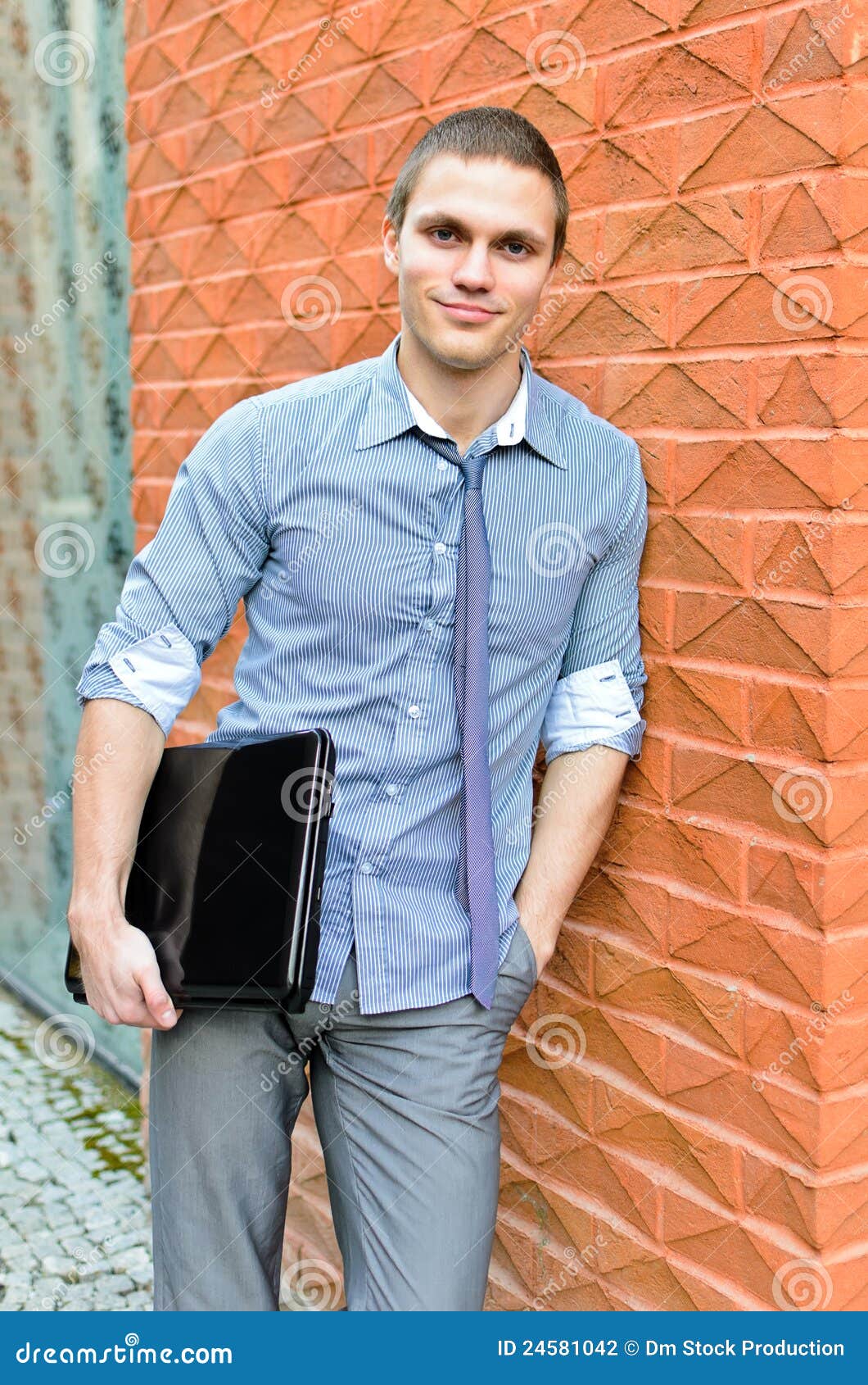 Portrait of a Student with a Laptop Stock Photo - Image of outdoor ...