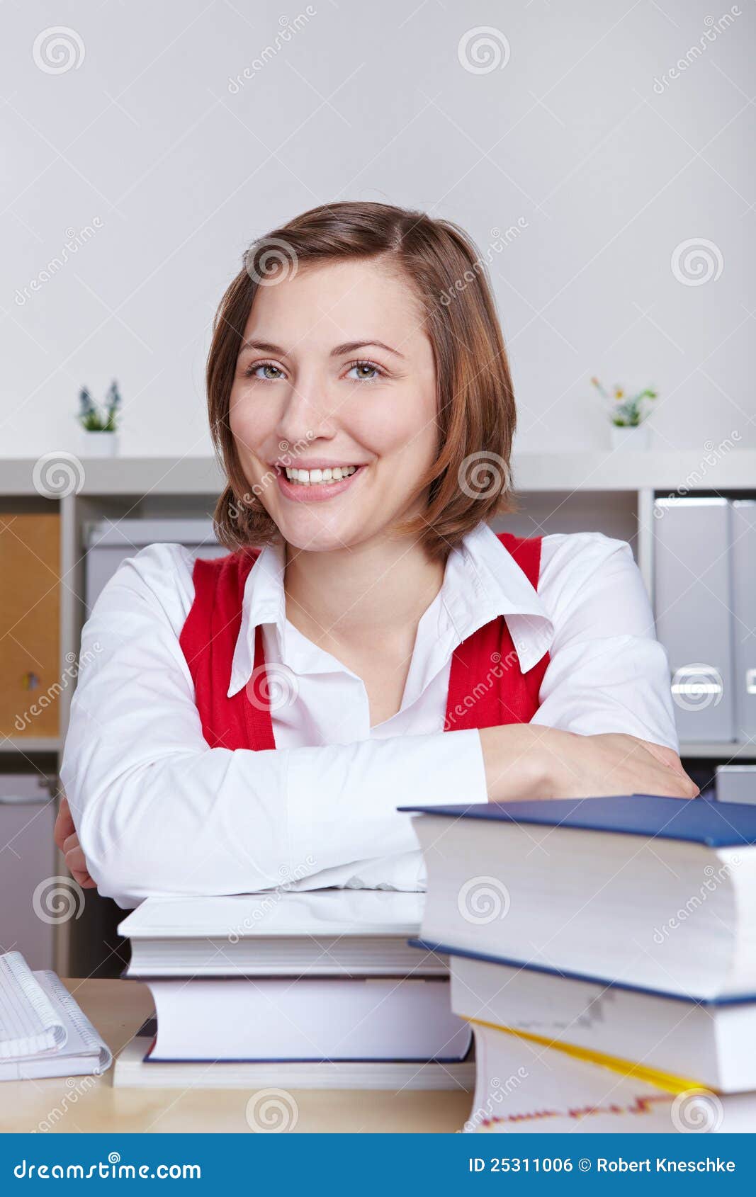 Portrait of Student with Many Books Stock Photo - Image of person ...