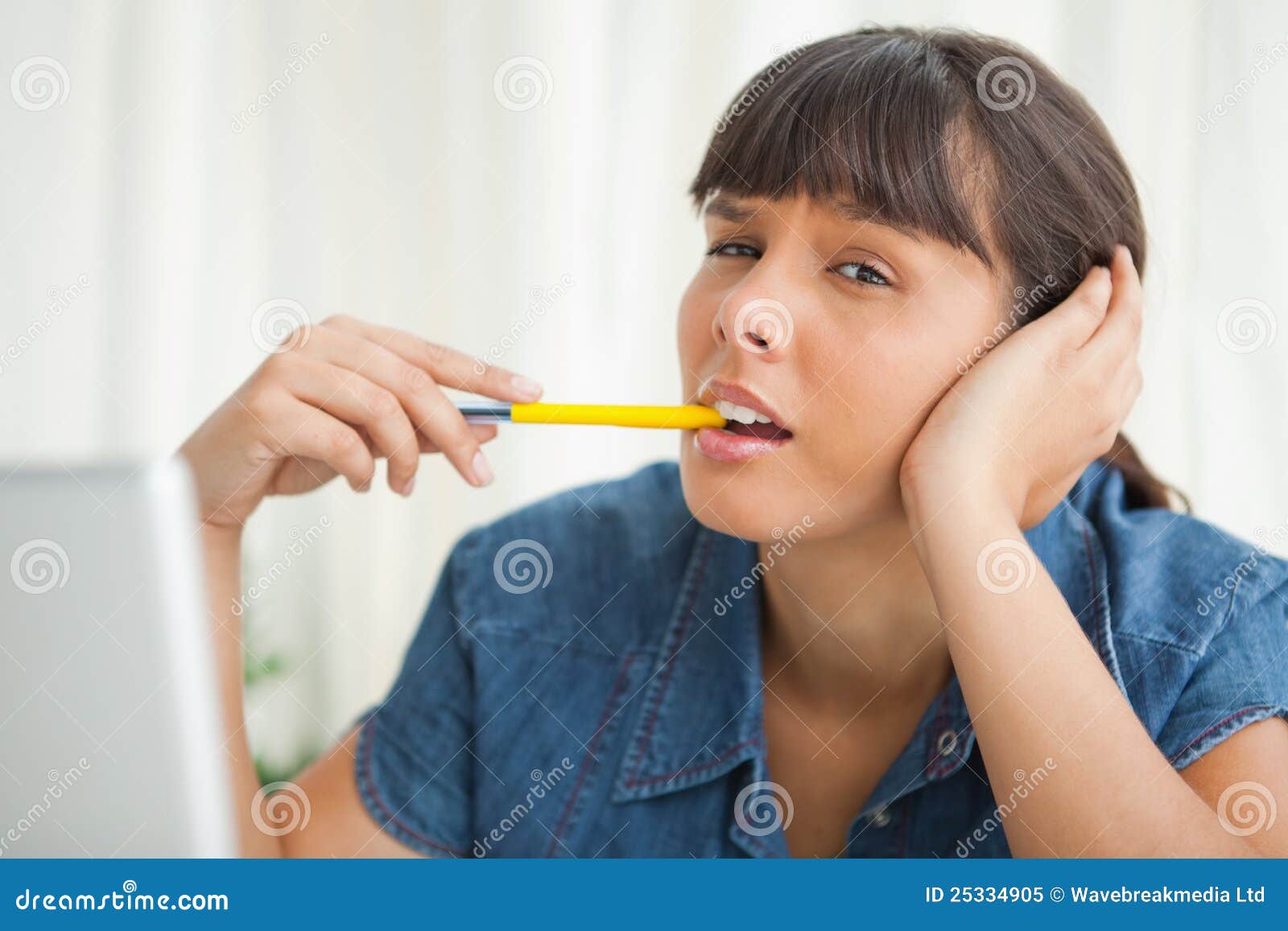 Portrait of a Student Scratching Her Head for this Homework Stock Image ...