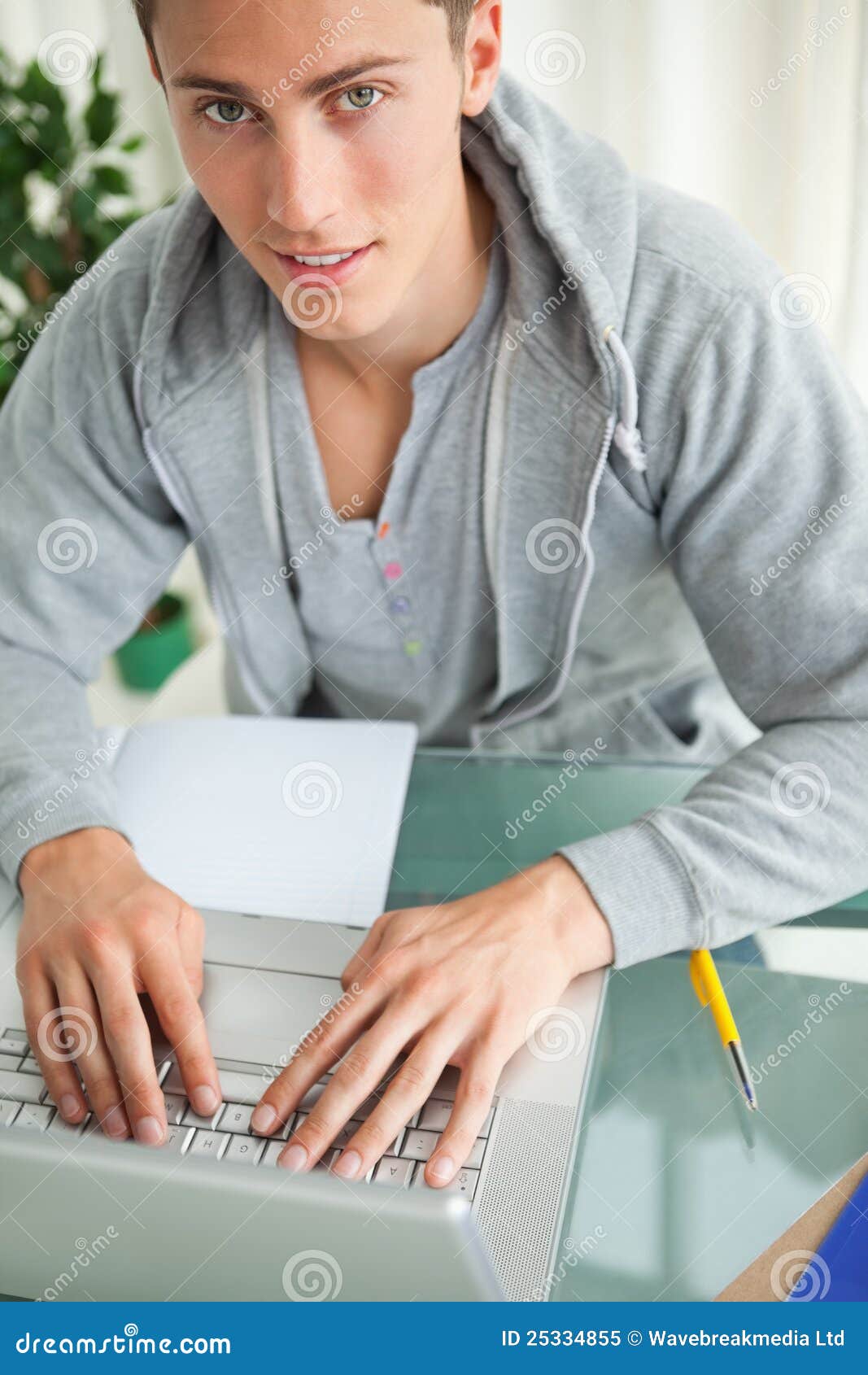 Portrait of a Student Typing on a Netbook Stock Image - Image of casual ...