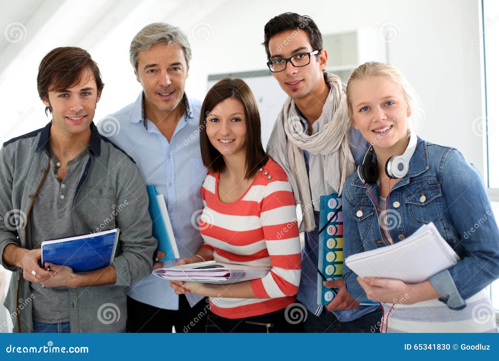 Portrait of Students and Professor in Class Stock Photo - Image of ...