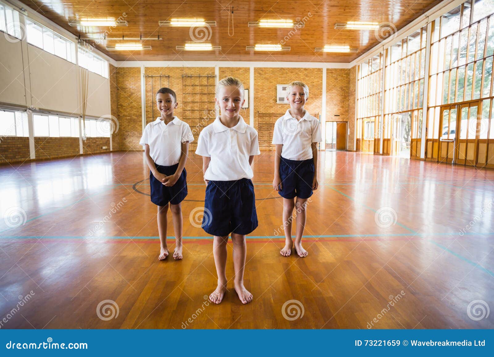 Portrait of Students Standing in School Gym Stock Image - Image of ...