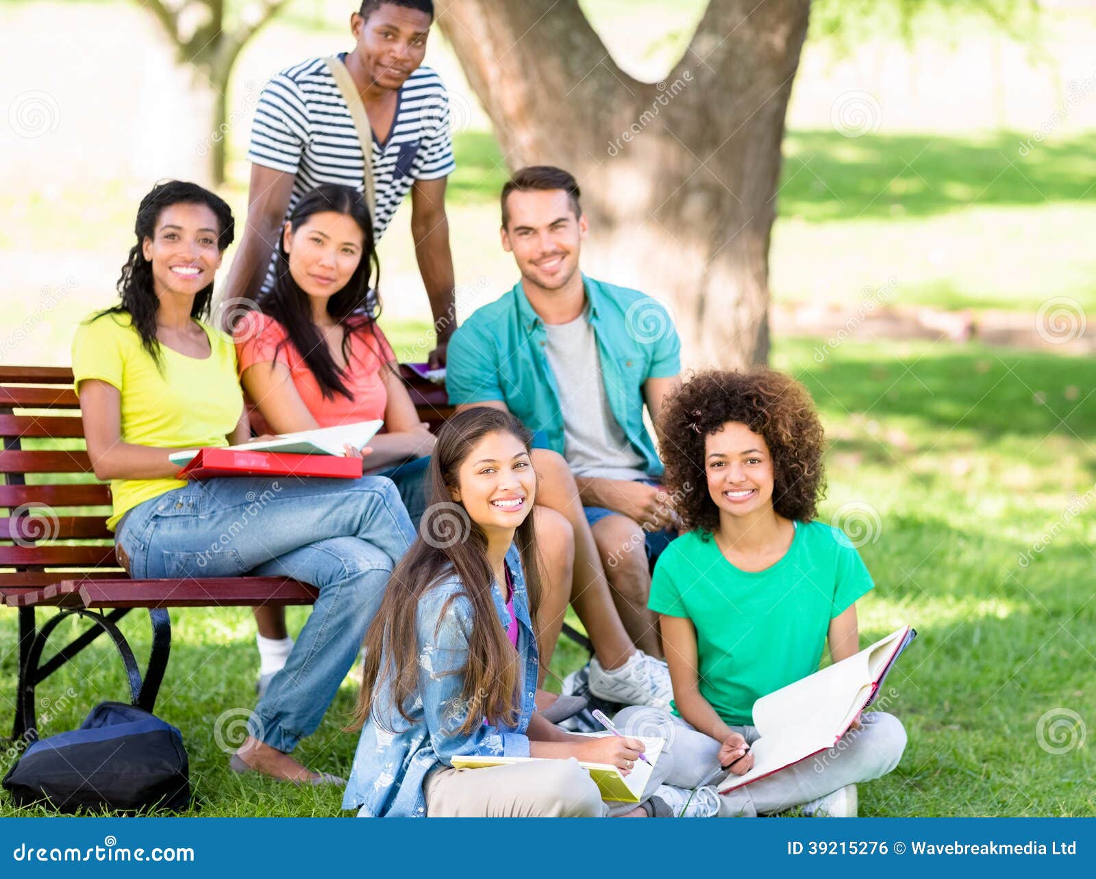 Portrait of Students Studying at Campus Stock Photo - Image of black ...