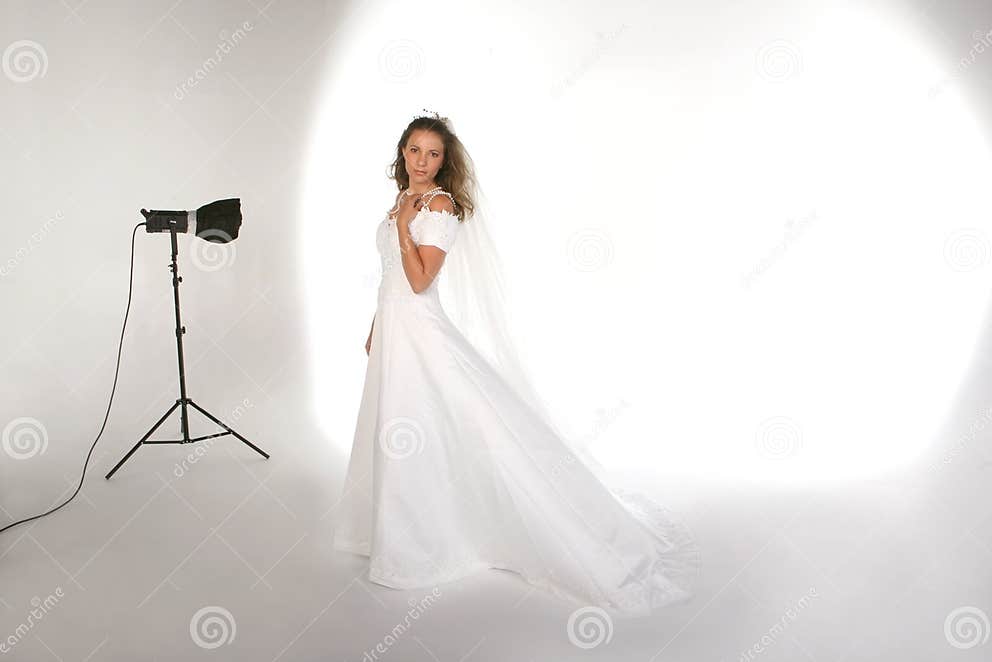 Portrait Studio with Bride on the Set Stock Photo - Image of girl ...