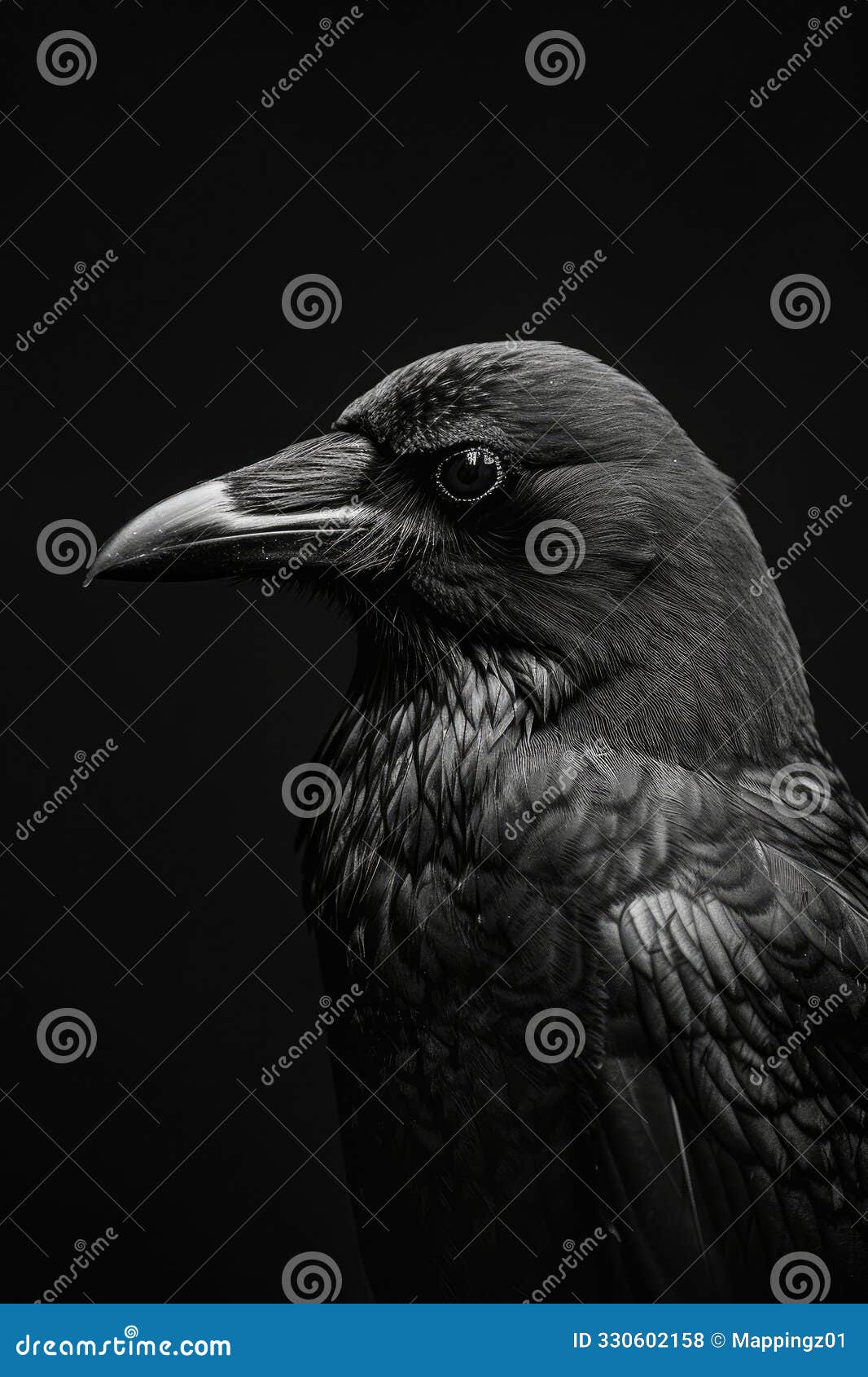 Portrait Studio Photograph of Crow Black and White Stock Illustration ...
