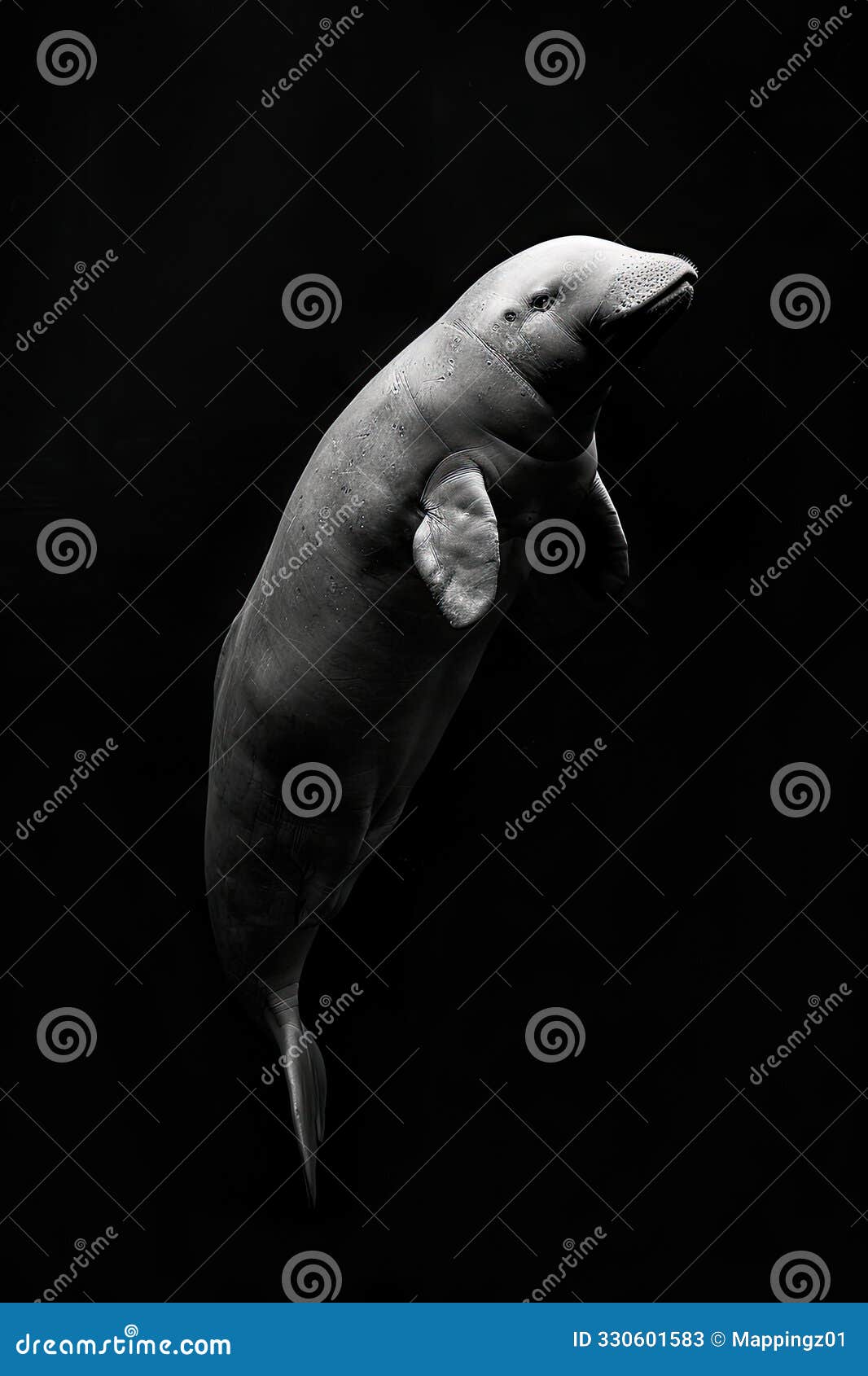 Portrait Studio Photograph of Dugong Black and White Stock Illustration ...