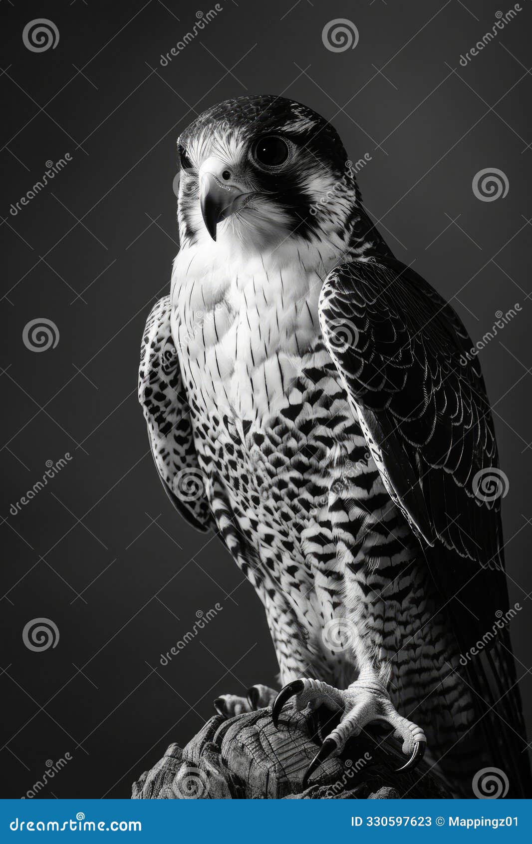 Portrait Studio Photograph of Falcon Black and White Stock Illustration ...