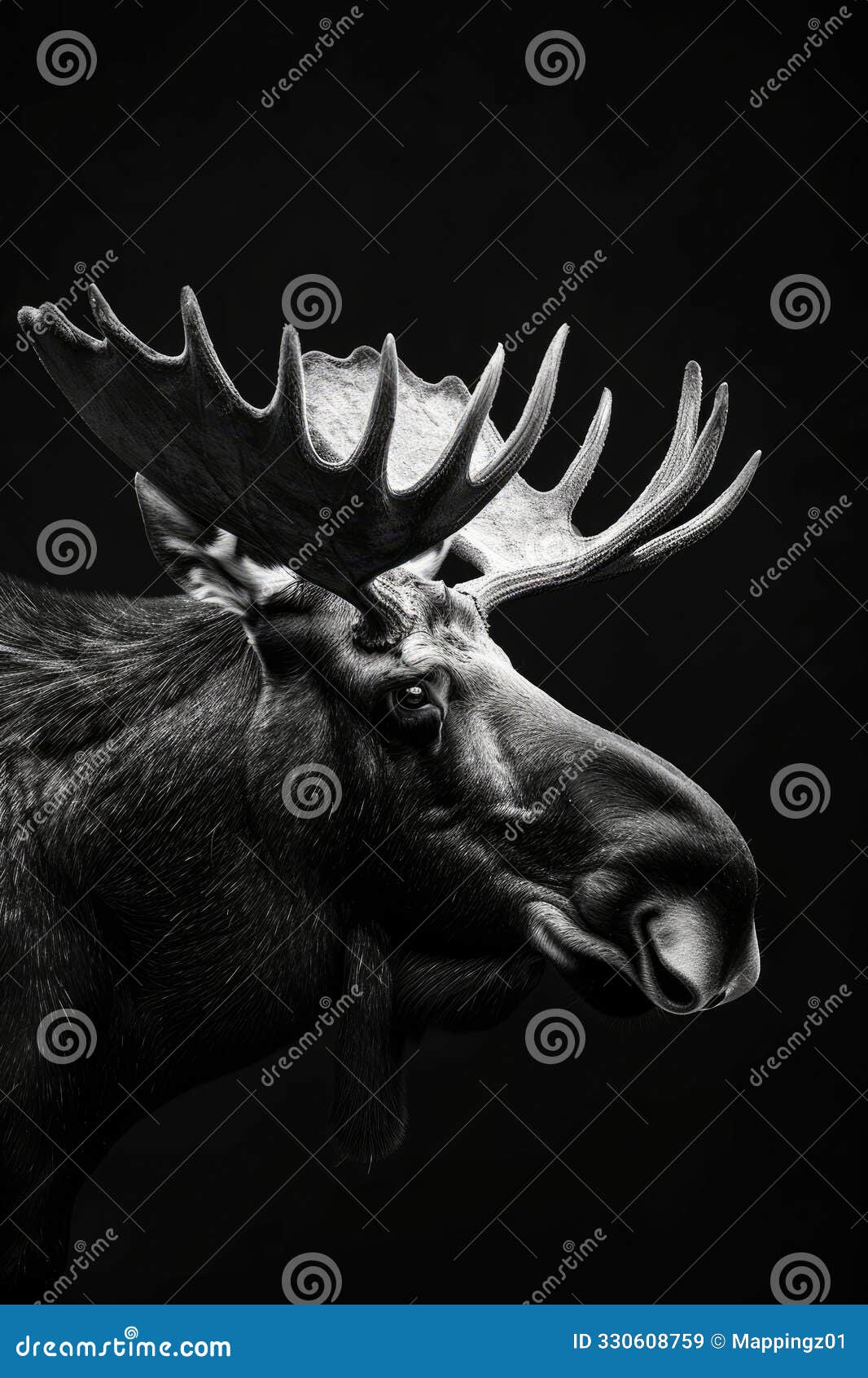 Portrait Studio Photograph of Moose Black and White Stock Illustration ...