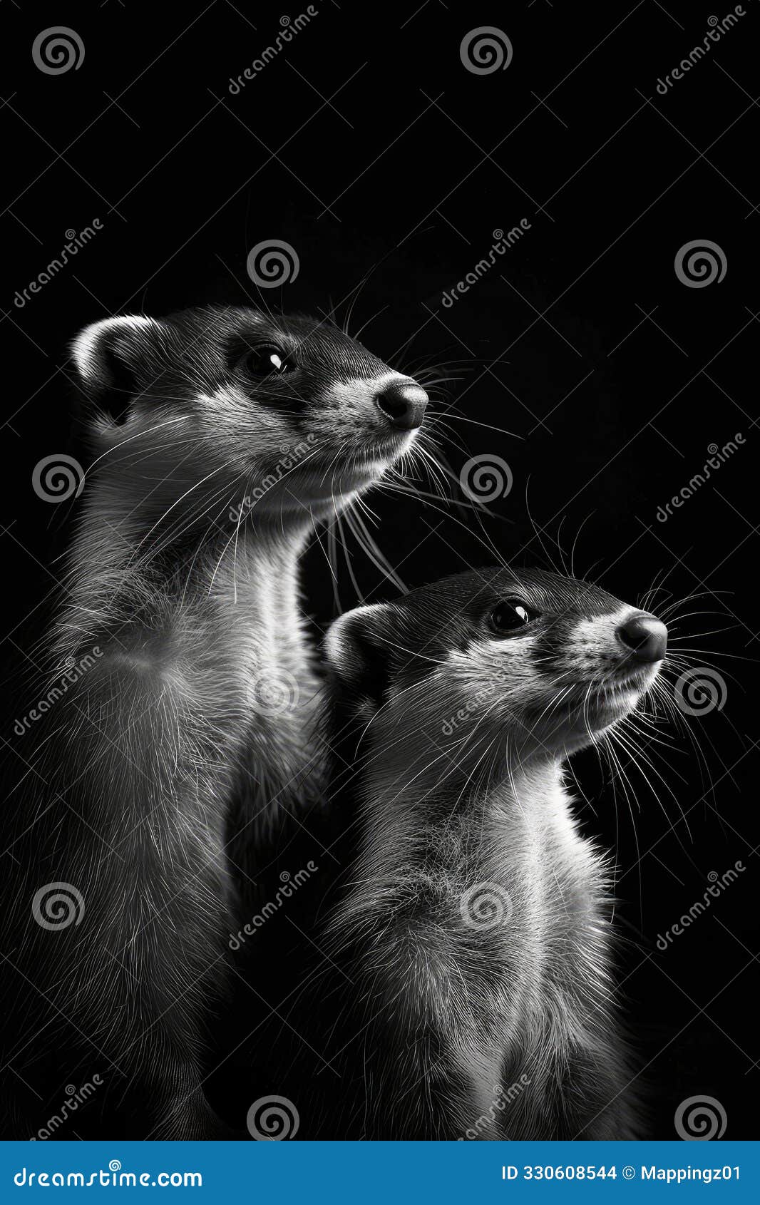Portrait Studio Photograph of Mustelids Black and White Stock ...