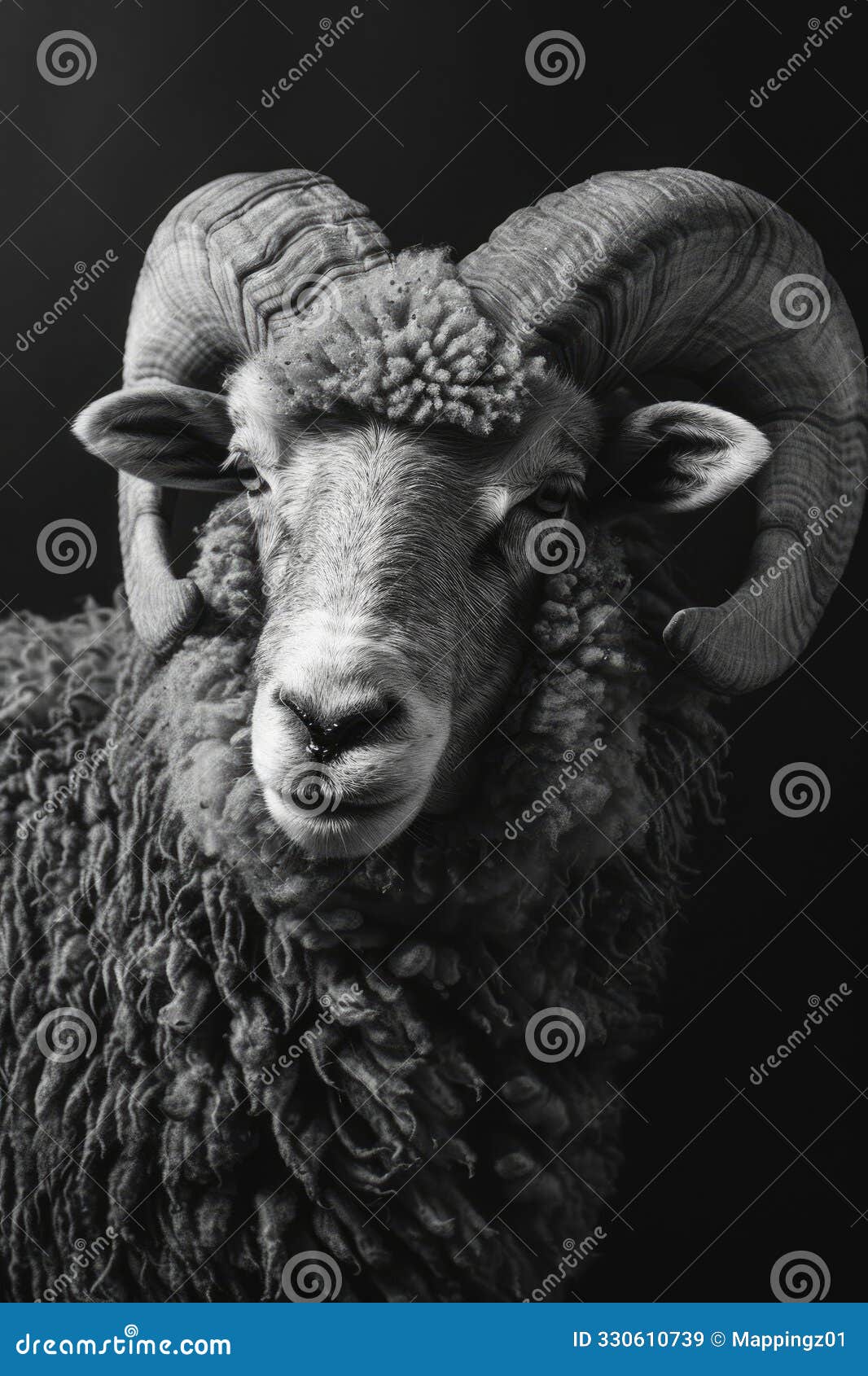 Portrait Studio Photograph of Sheep Black and White Stock Illustration ...