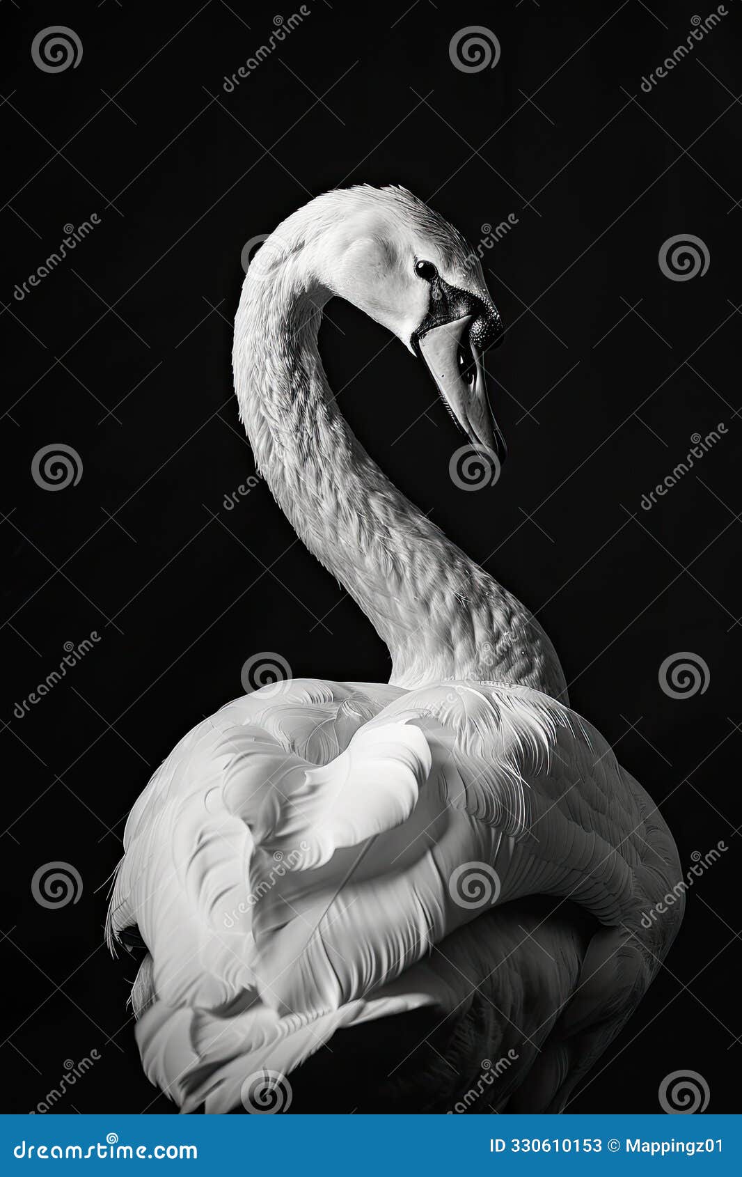Portrait Of A Swan With Spread Wings With Banner And Red Roses ...