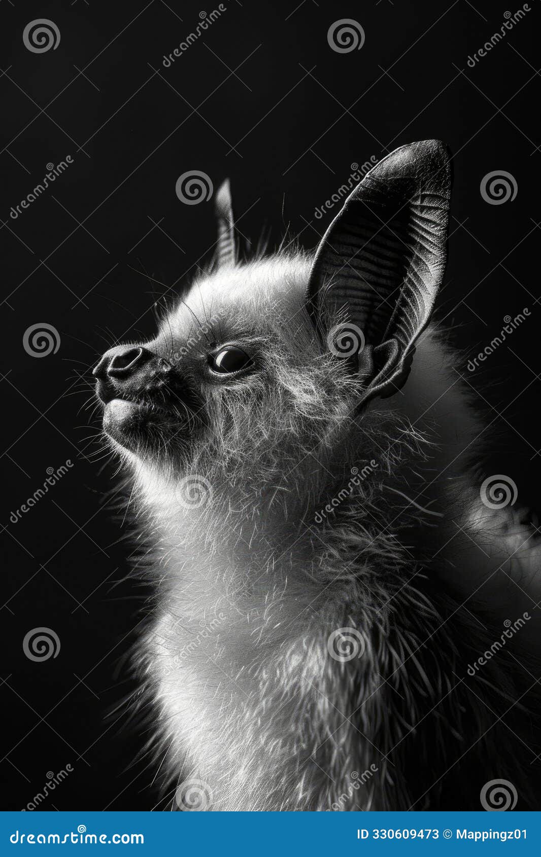 Portrait Studio Photograph of Vampire Bat Black and White Stock ...