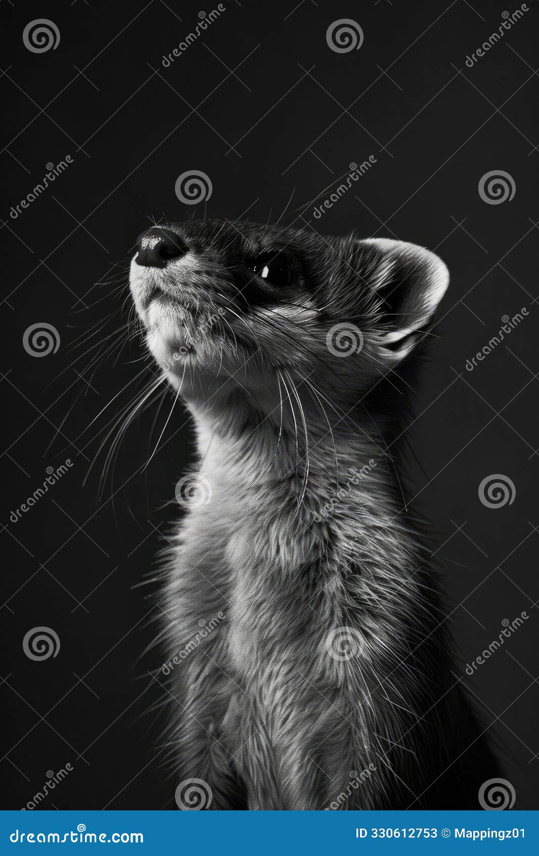 Portrait Studio Photograph of Weasel Black and White Stock Illustration ...